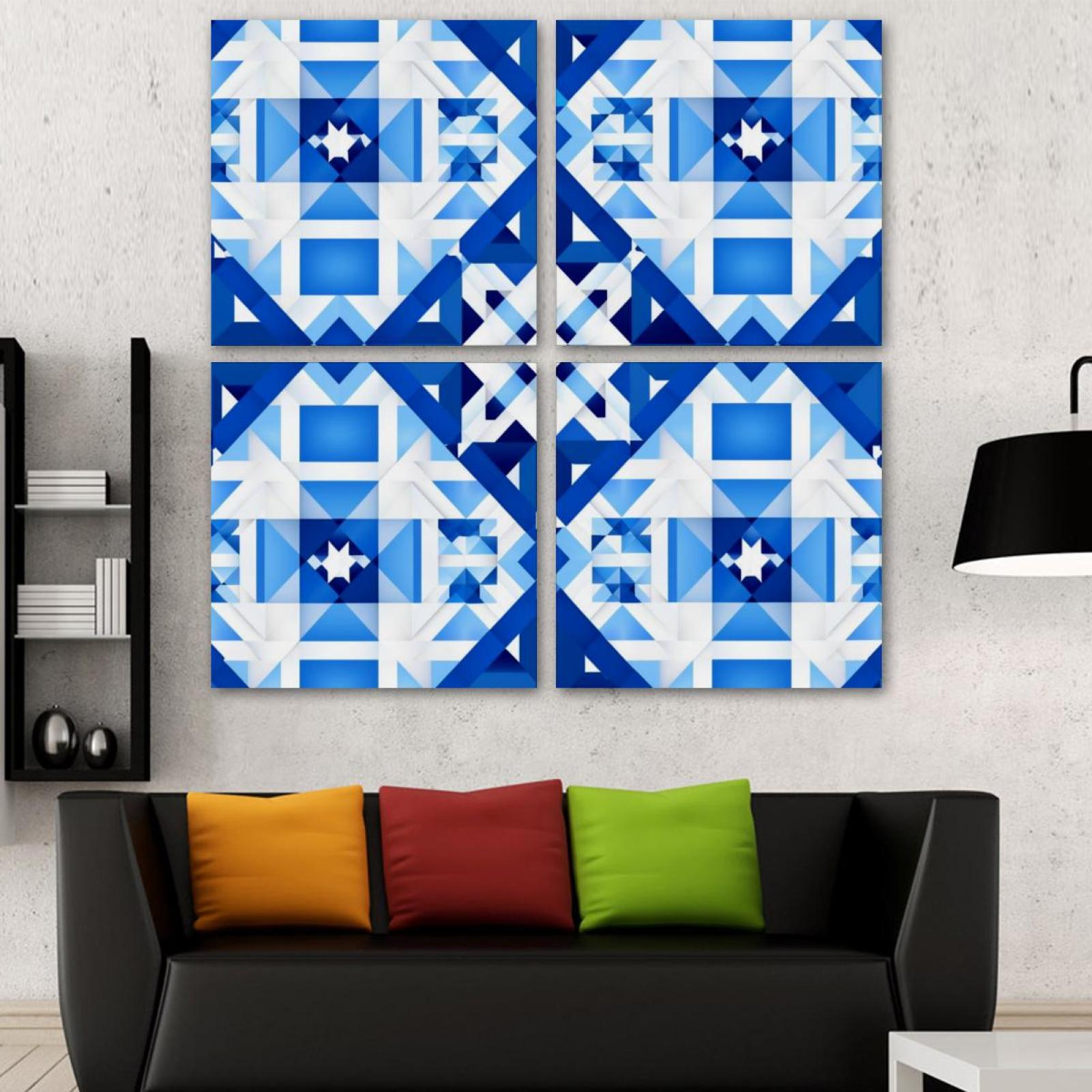 OWNSERIES Israeli Flag Pattern Pattern 4PC Frameless Canvas Wall Art ...