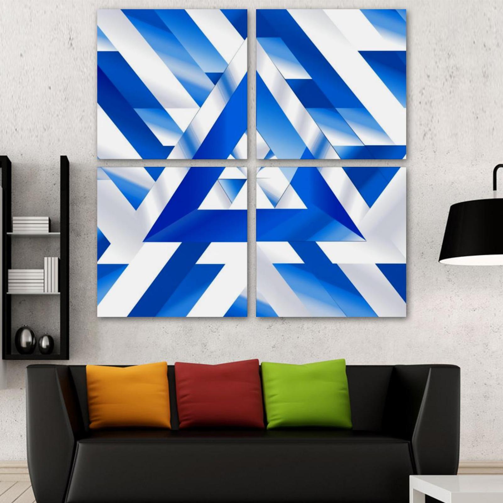 OWNSERIES Israeli Flag Pattern Pattern 4PC Frameless Canvas Wall Art ...