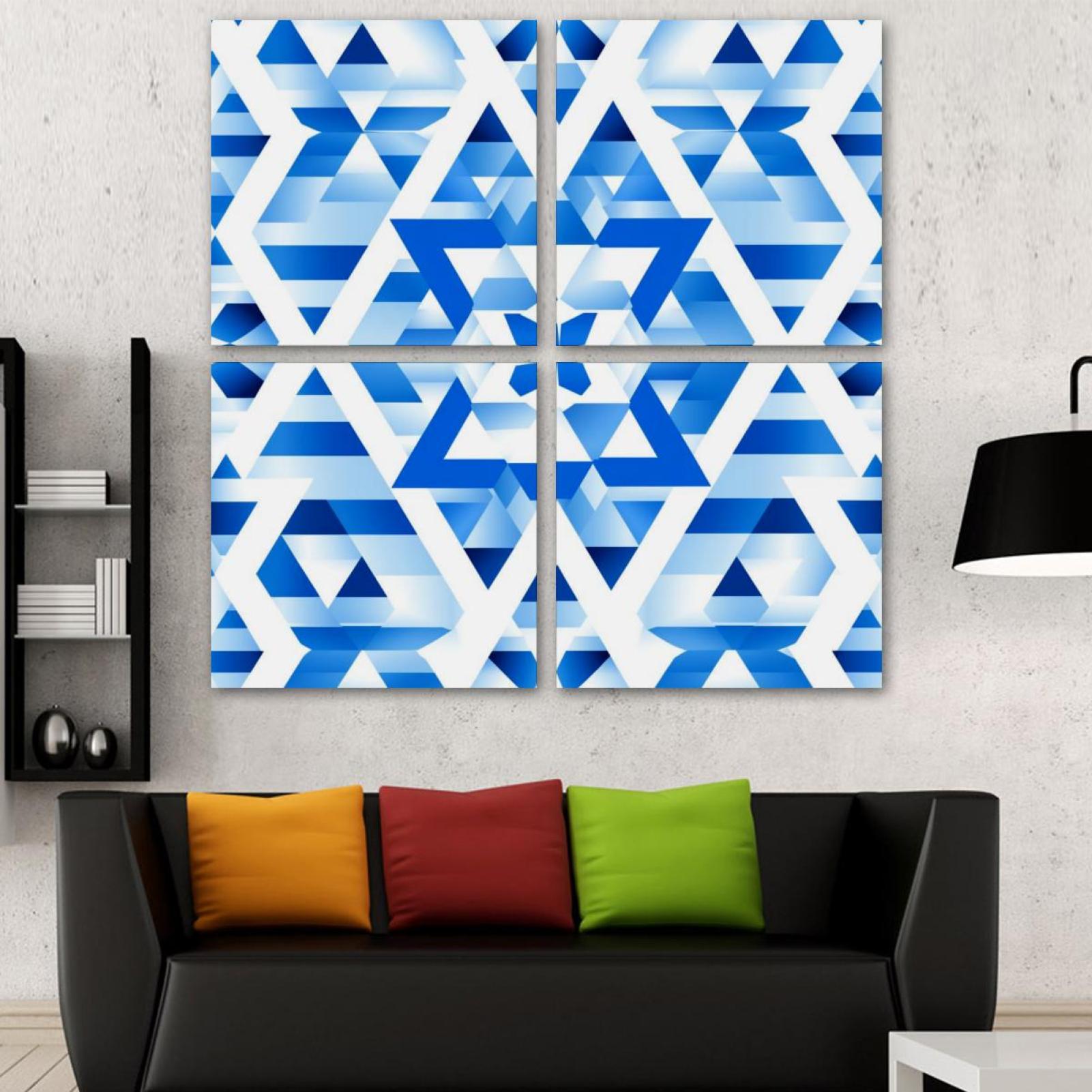 OWNSERIES Israeli Flag Pattern Pattern 4PC Frameless Canvas Wall Art ...