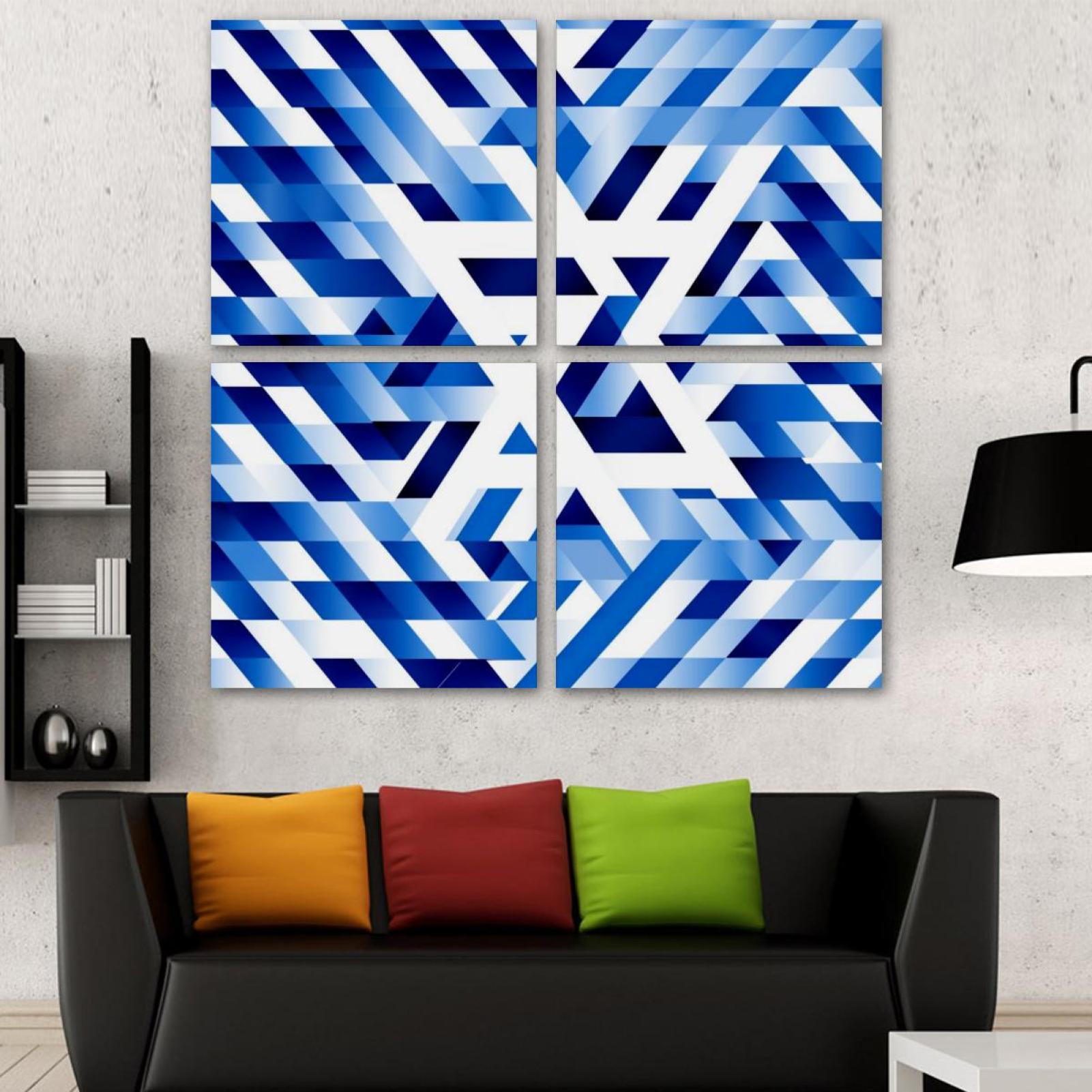 OWNSERIES Israeli Flag Pattern Pattern 4PC Frameless Canvas Wall Art ...