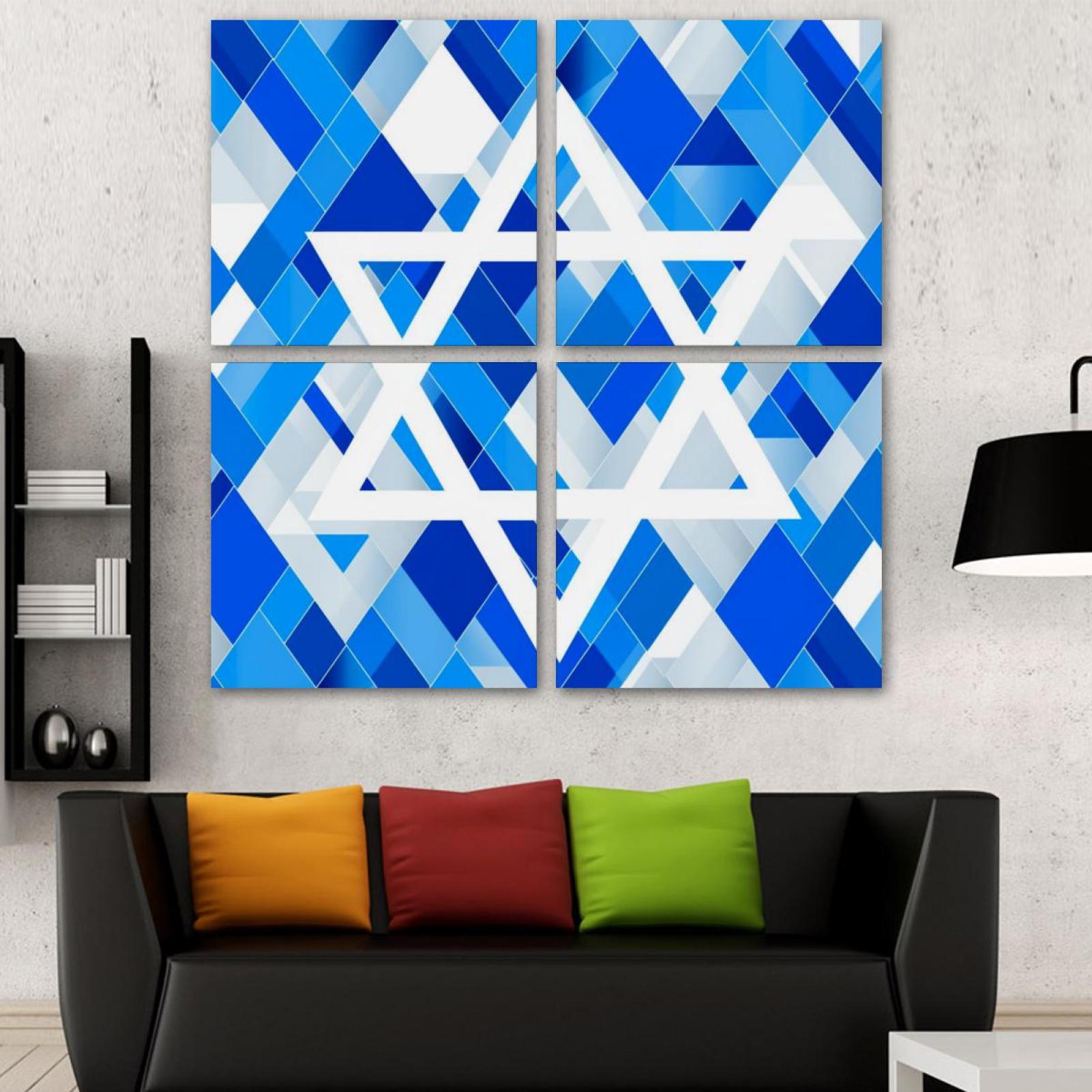 OWNSERIES Israeli Flag Pattern Pattern 4PC Frameless Canvas Wall Art ...