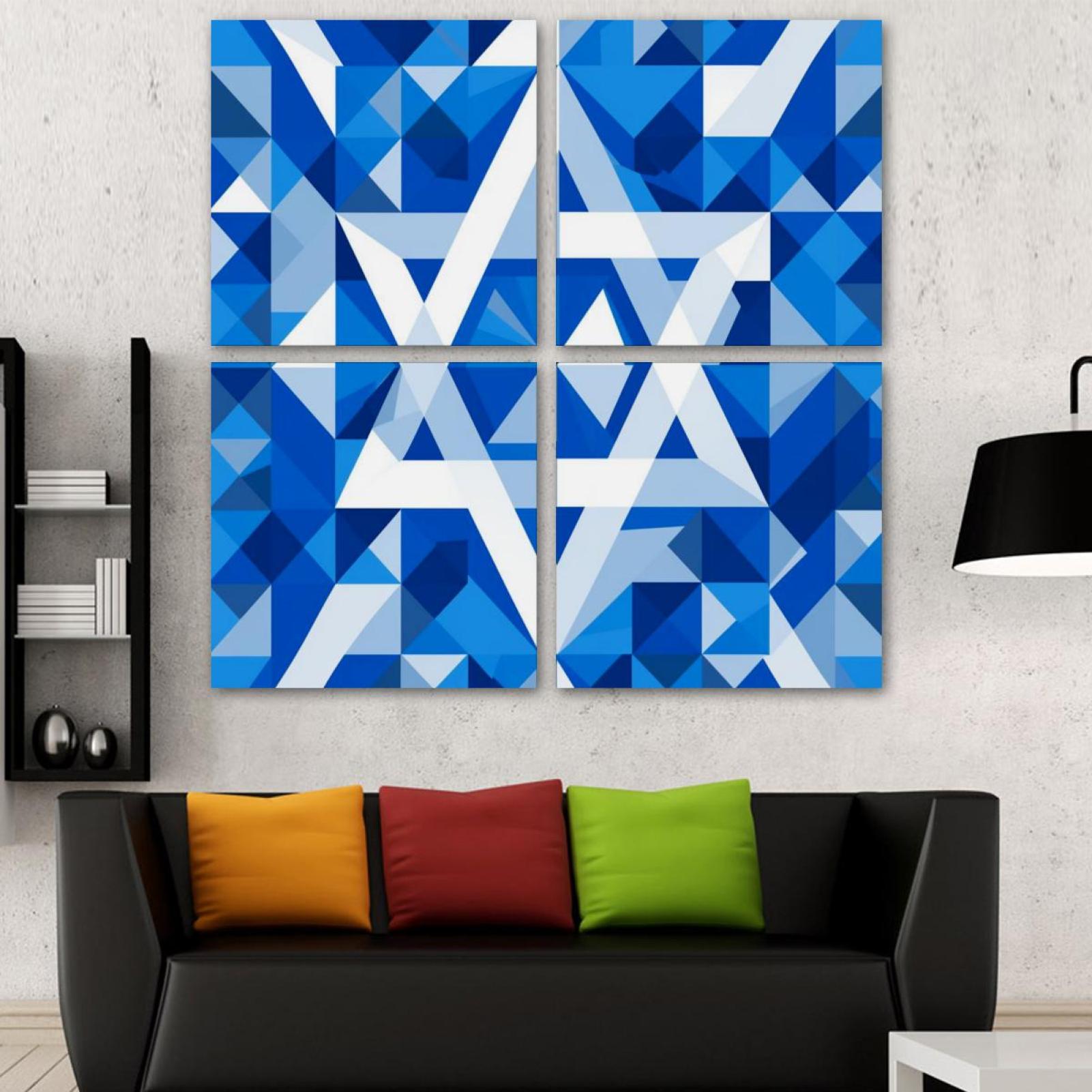 OWNSERIES Israeli Flag Pattern Pattern 4PC Frameless Canvas Wall Art ...