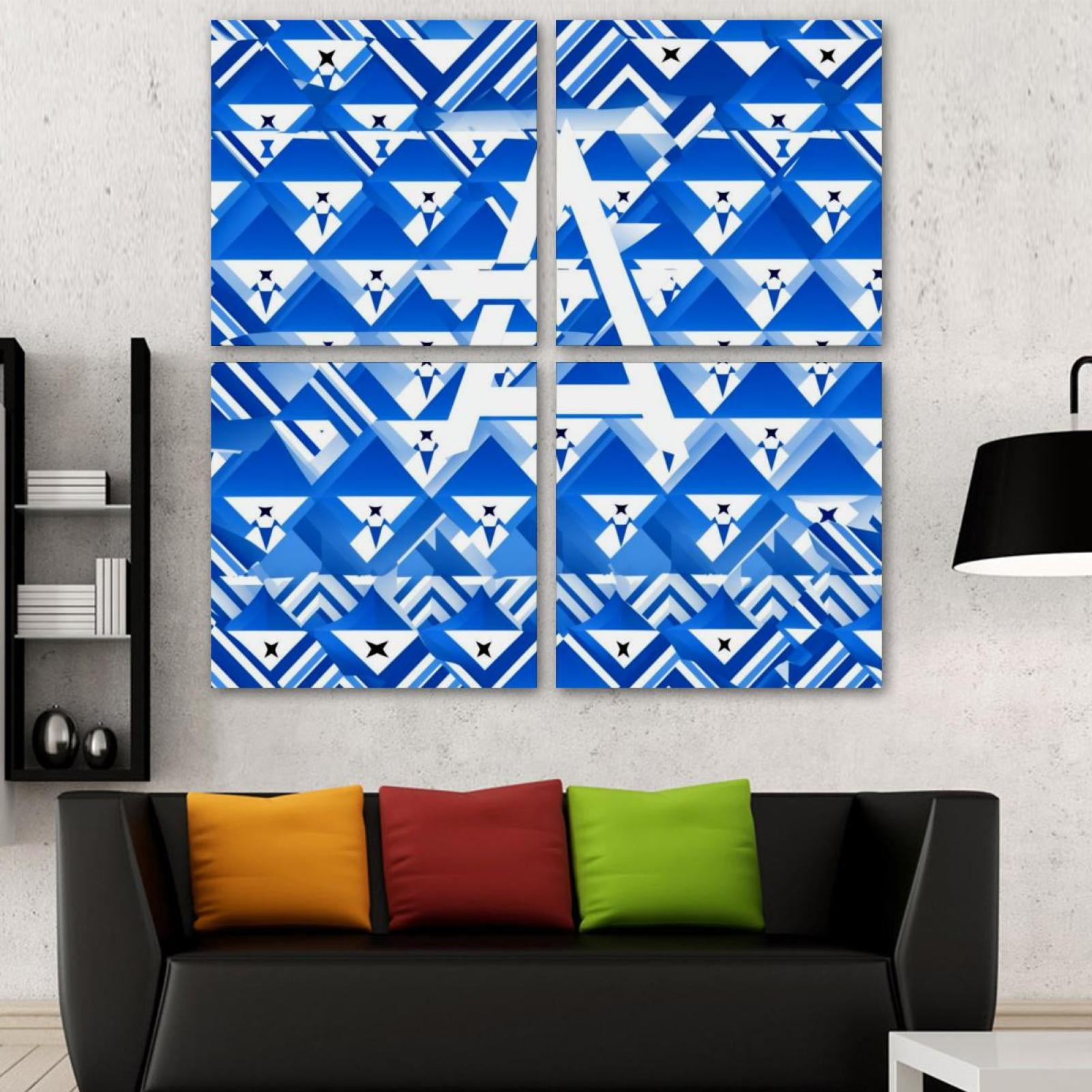 OWNSERIES Israeli Flag Pattern Pattern 4PC Frameless Canvas Wall Art ...