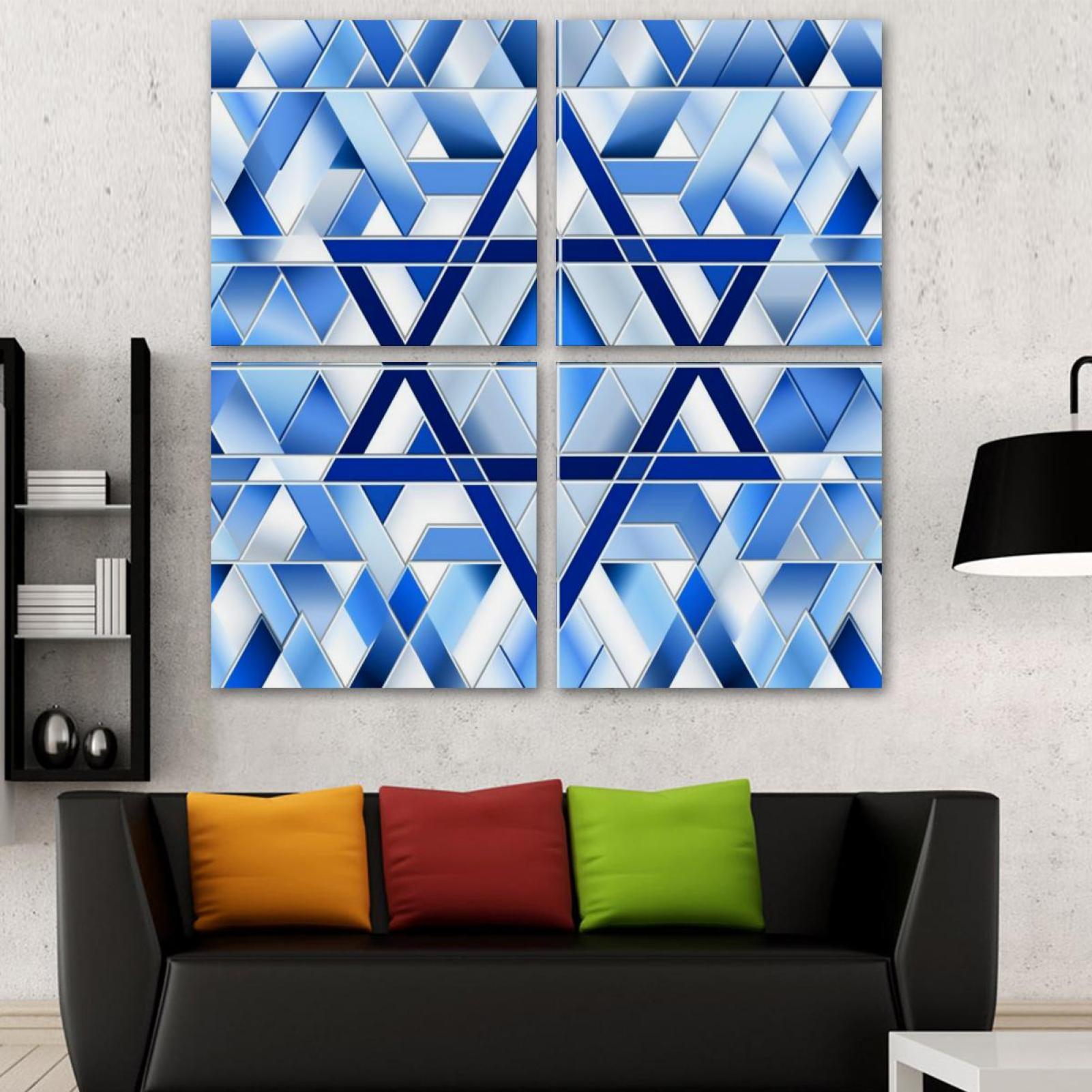 OWNSERIES Israeli Flag Pattern Pattern 4PC Frameless Canvas Wall Art ...