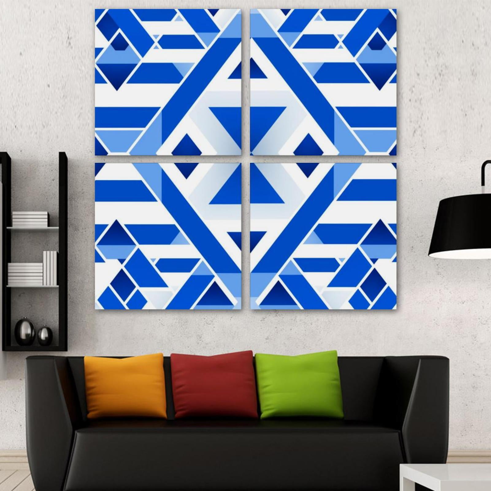OWNSERIES Israeli Flag Pattern Pattern 4PC Frameless Canvas Wall Art ...