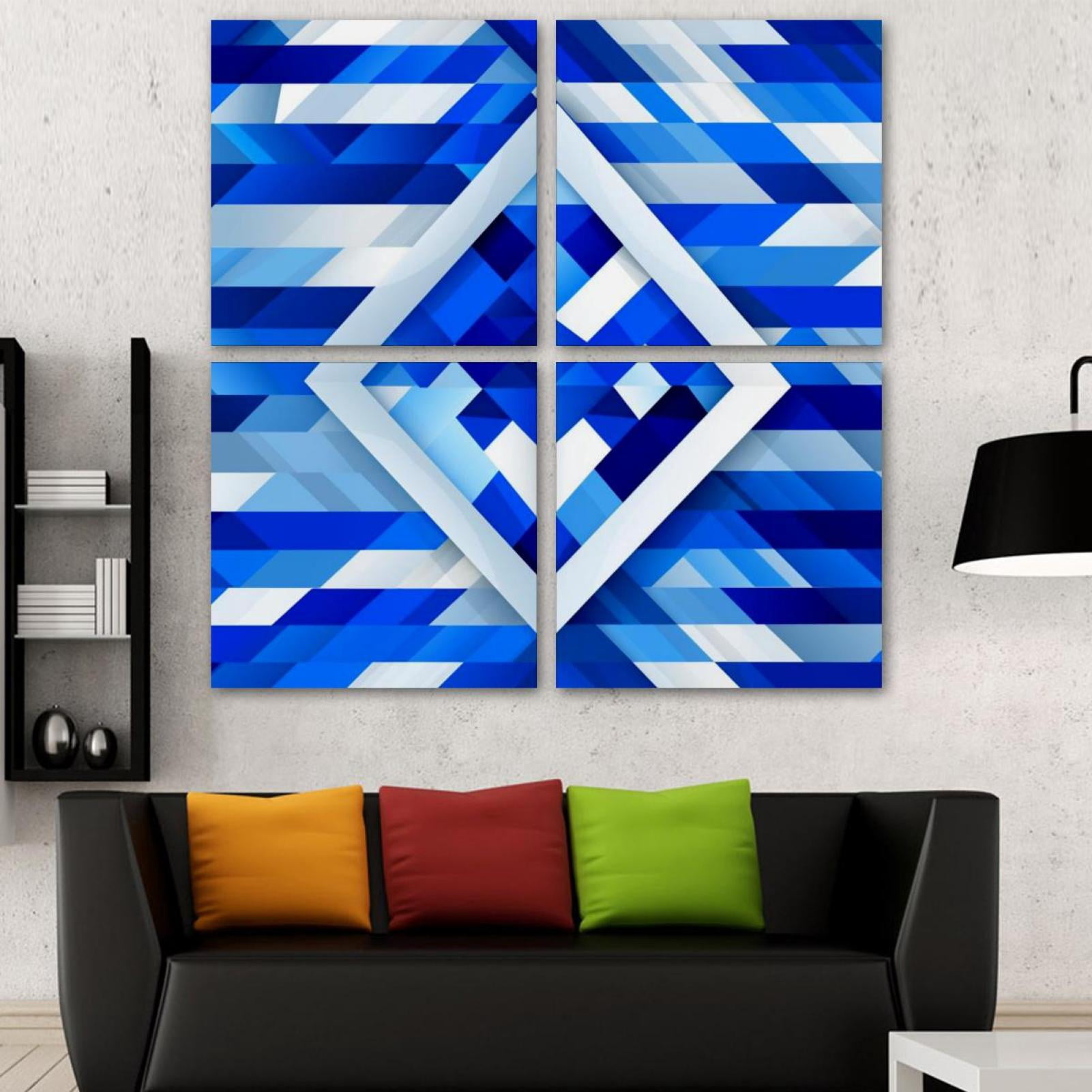 OWNSERIES Israeli Flag Pattern Pattern 4PC Frameless Canvas Wall Art ...