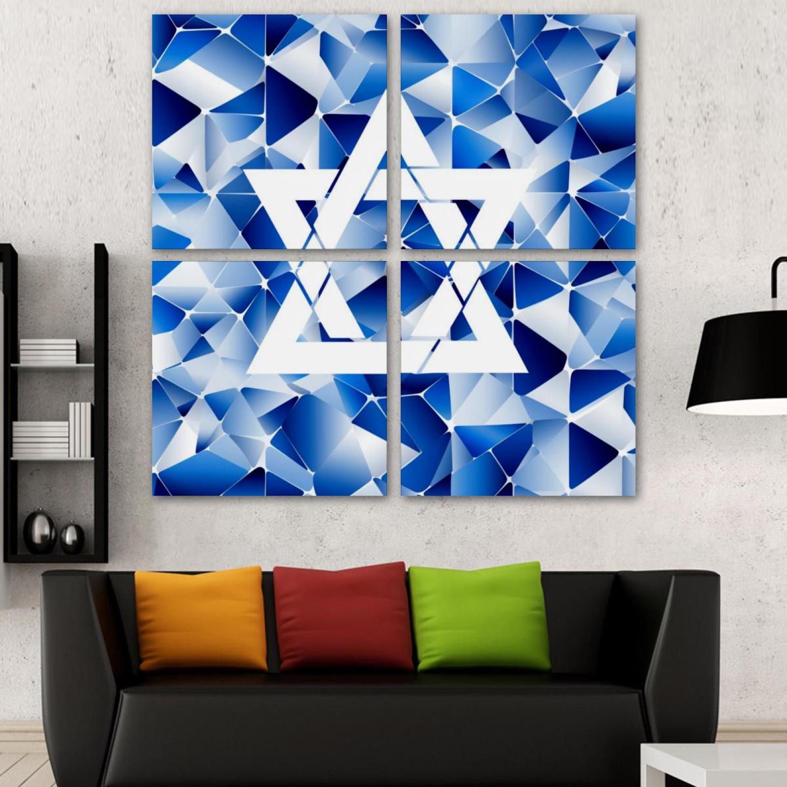 OWNSERIES Israeli Flag Pattern Pattern 4PC Frameless Canvas Wall Art ...