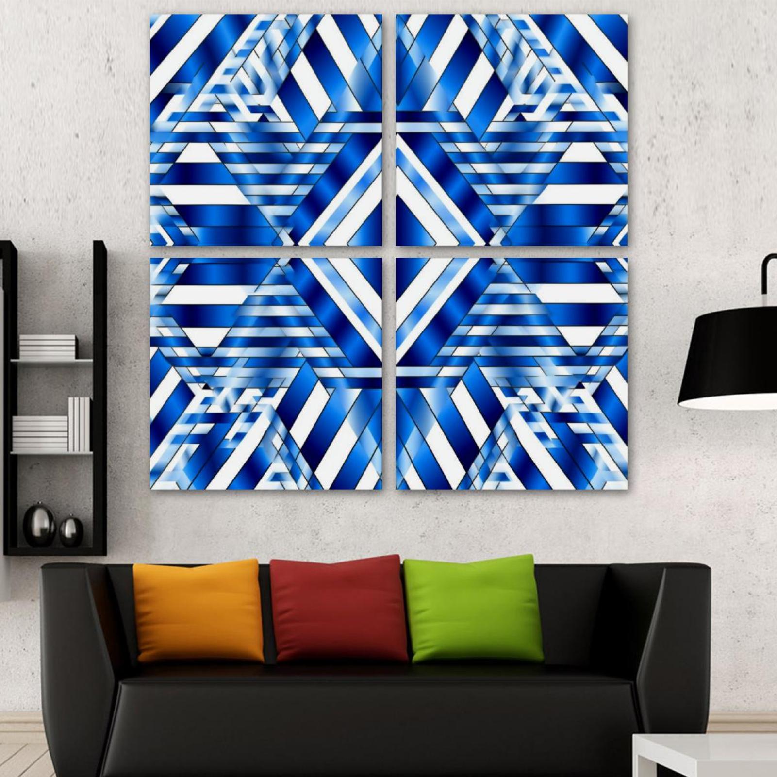 OWNSERIES Israeli Flag Pattern Pattern 4PC Frameless Canvas Wall Art ...