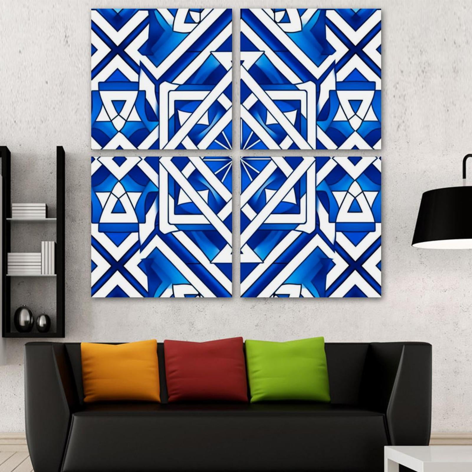 OWNSERIES Israeli Flag Pattern Pattern 4PC Frameless Canvas Wall Art ...