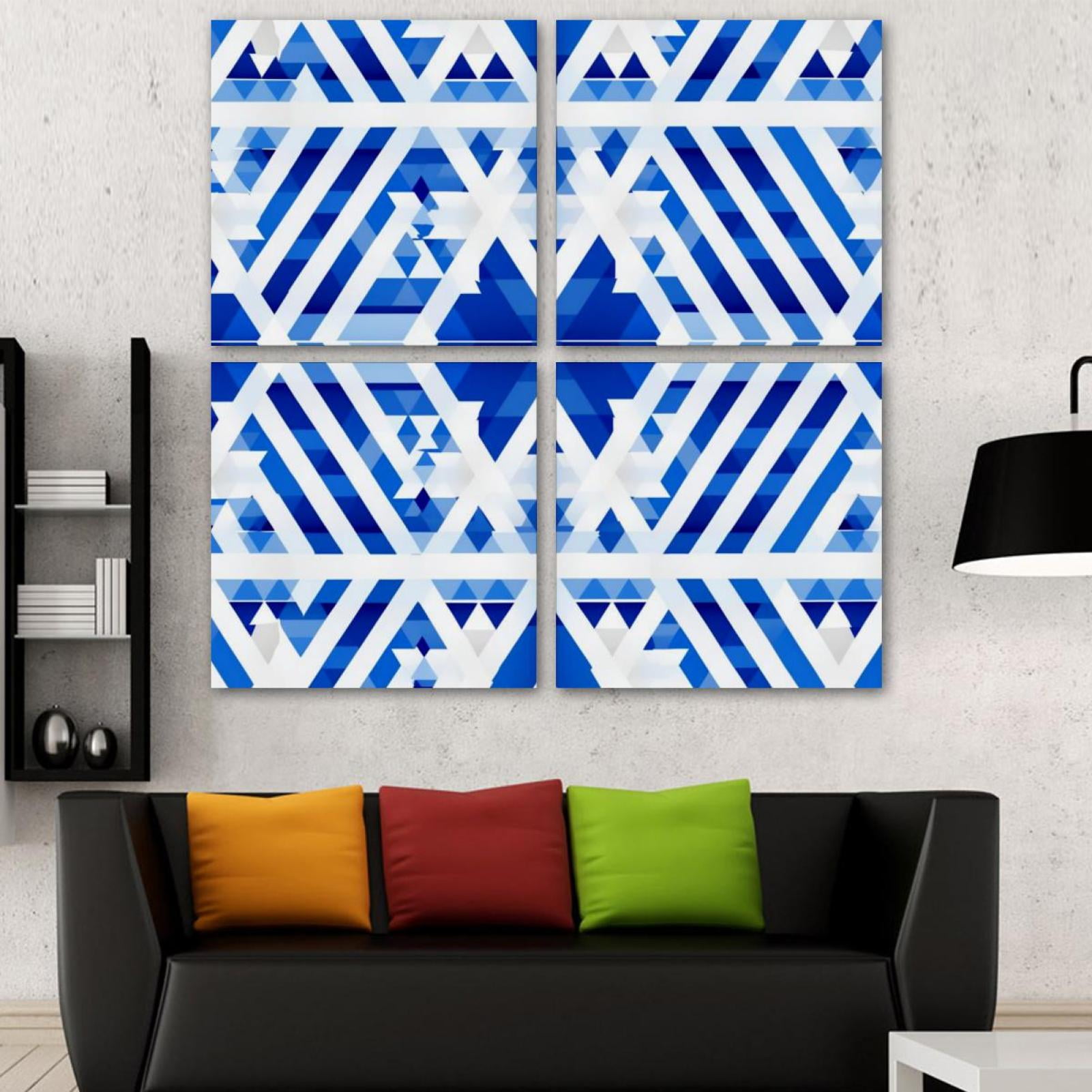 OWNSERIES Israeli Flag Pattern Pattern 4PC Frameless Canvas Wall Art ...
