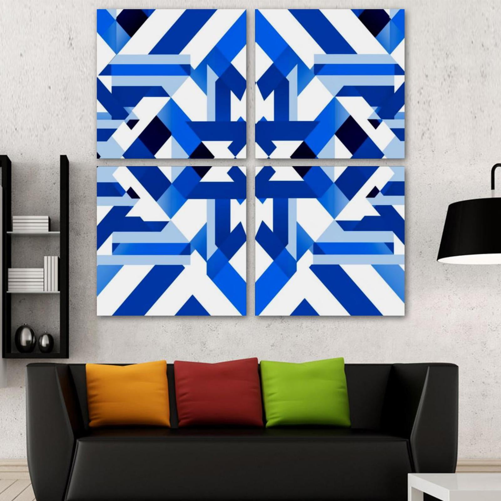 OWNSERIES Israeli Flag Pattern Pattern 4PC Frameless Canvas Wall Art ...