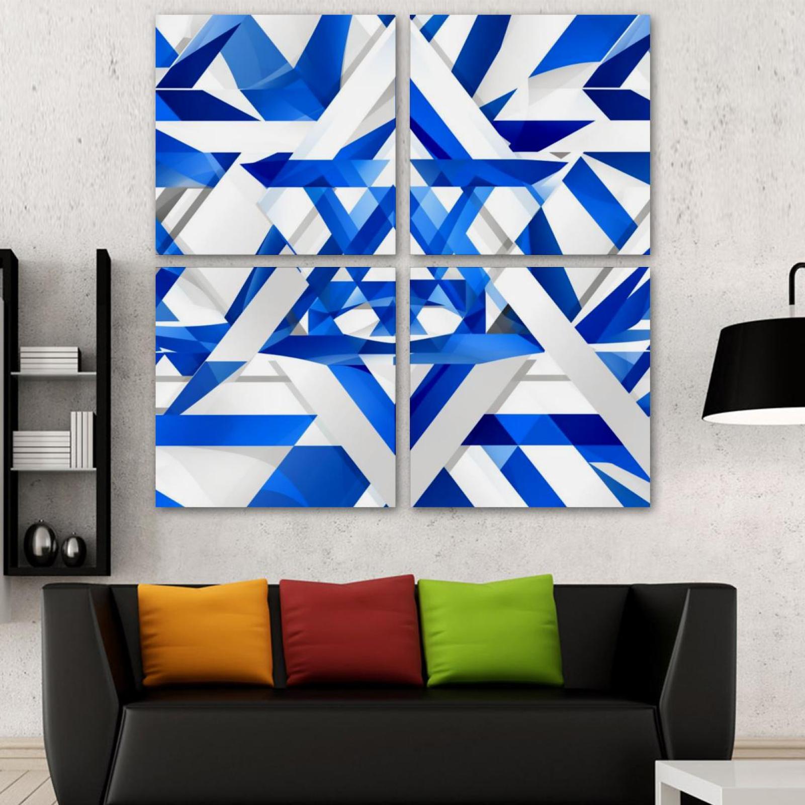 OWNSERIES Israeli Flag Pattern Pattern 4PC Frameless Canvas Wall Art ...