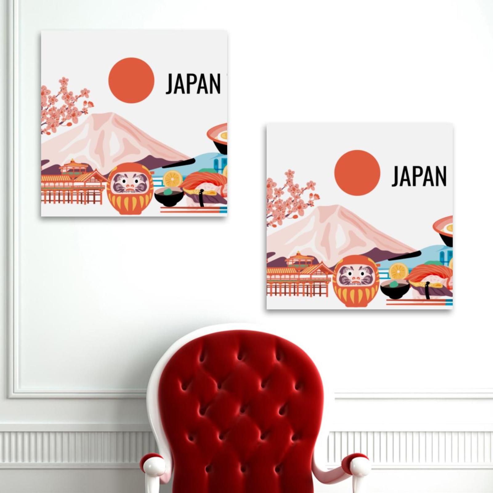 OWNSERIES Japan Mount Fuji Pattern 2PC Canvas Wall Art Paintings for ...