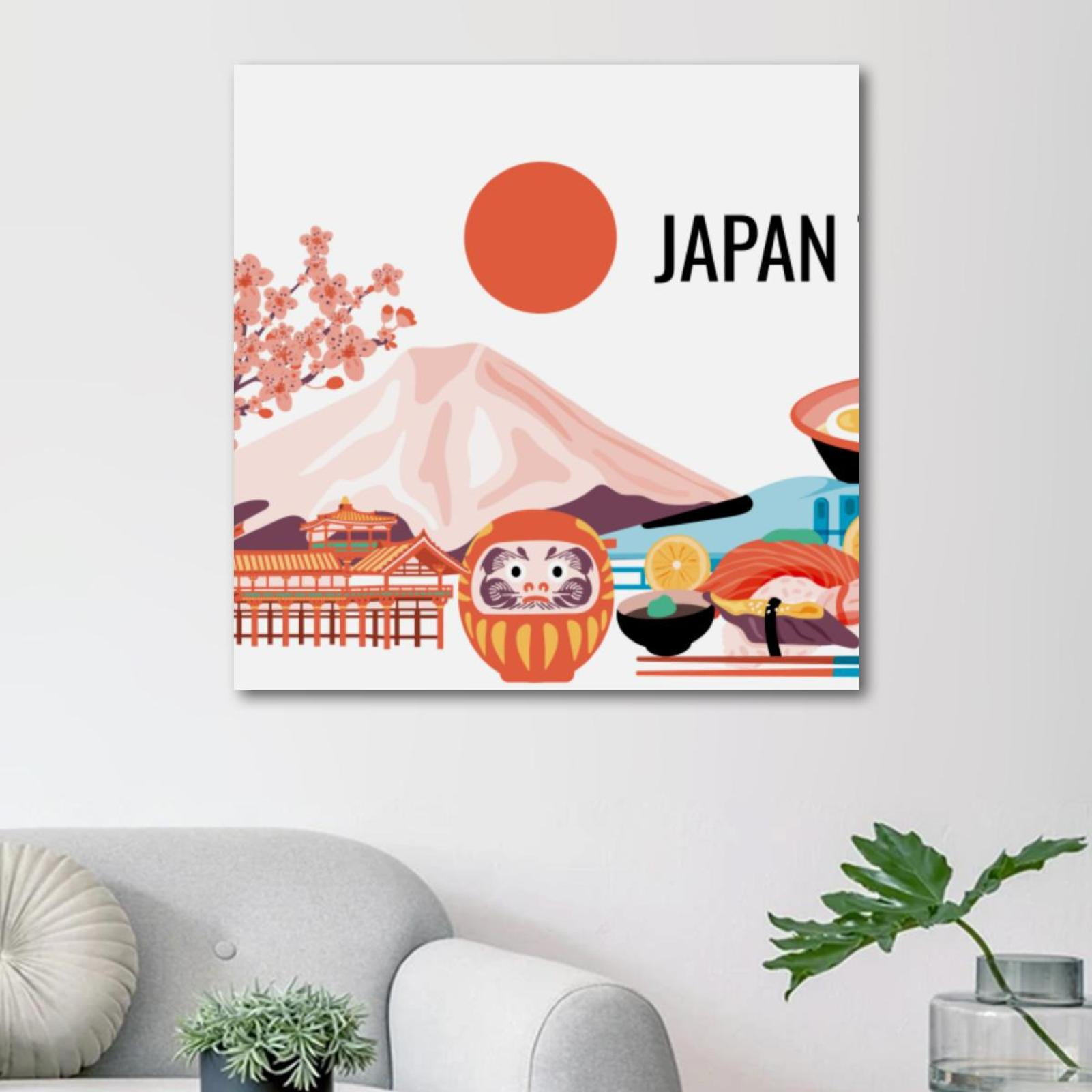 OWNSERIES Japan Mount Fuji Pattern Canvas Wall Art Paintings for Living ...