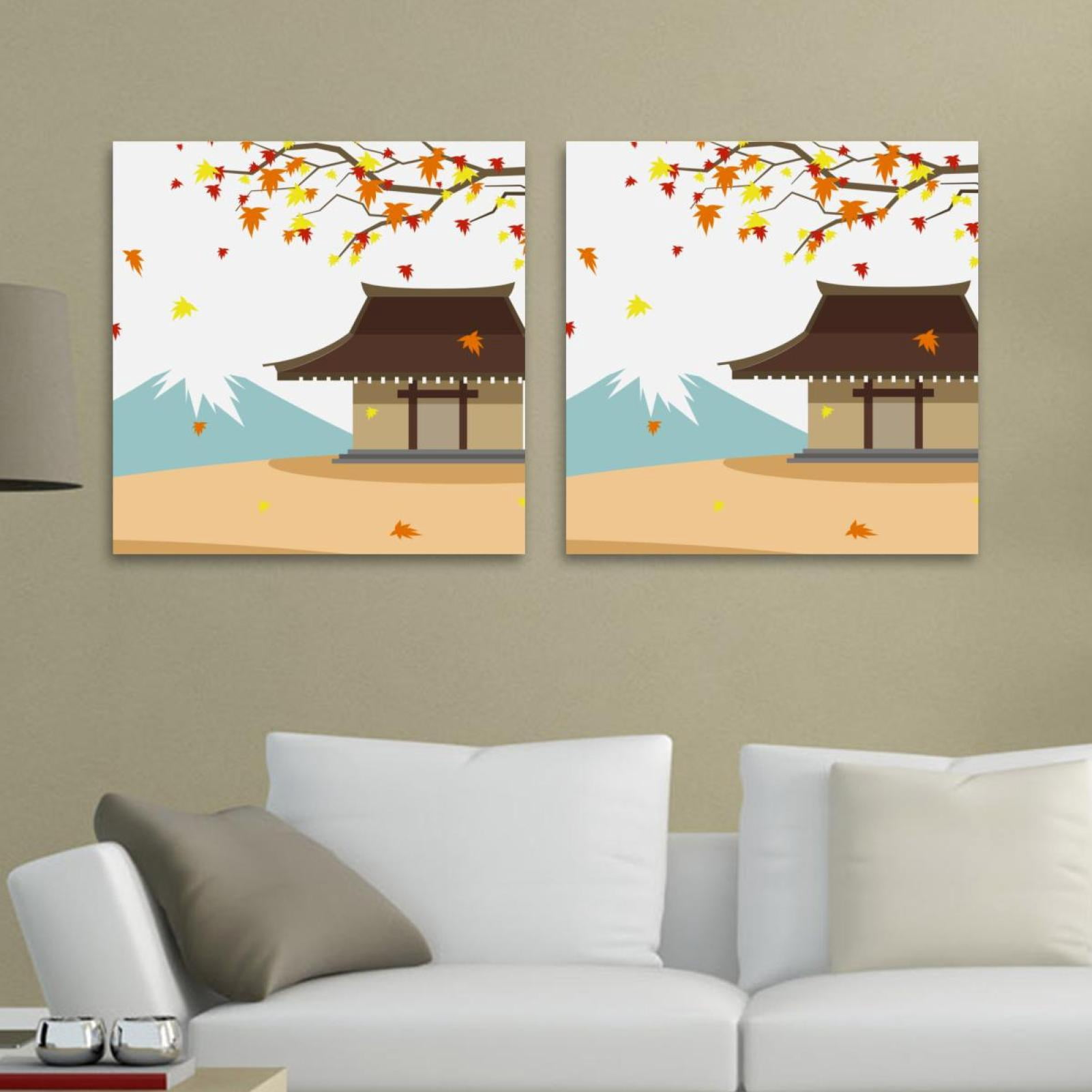 OWNSERIES Japanese Autumn Maple House Fuji Mountain Pattern 2PC Canvas ...