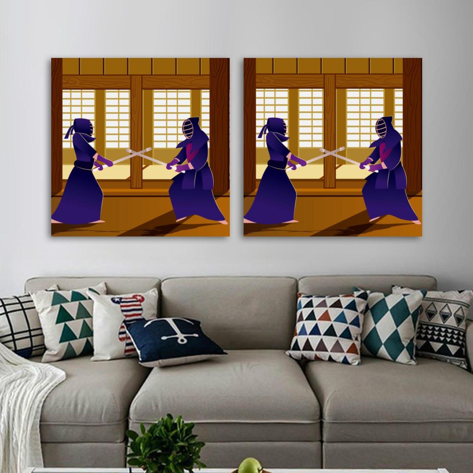 OWNSERIES Japanese Kendo Dojo Pattern 2PC Canvas Wall Art Paintings for ...
