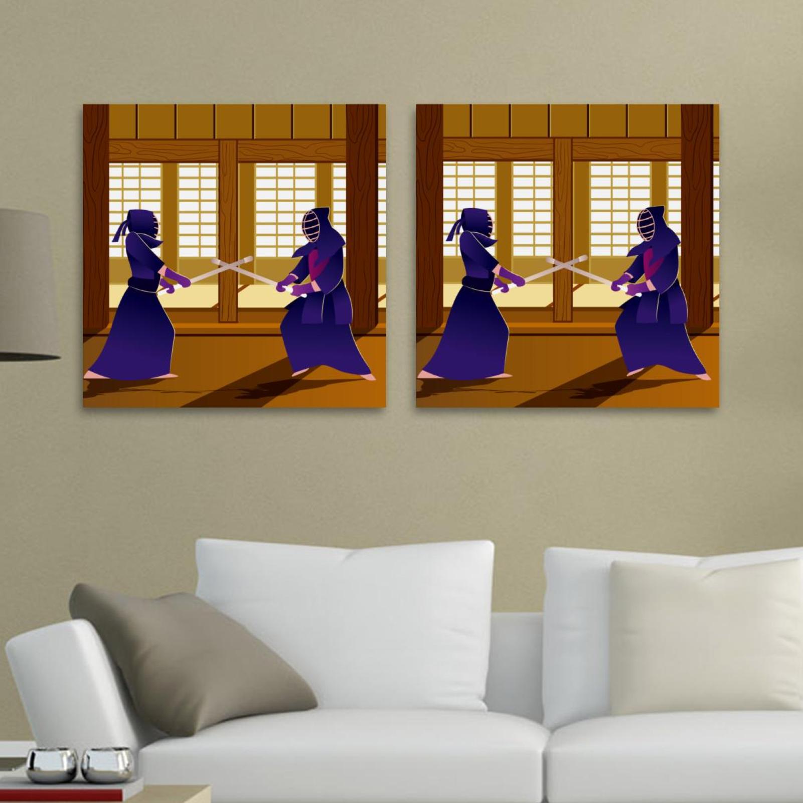 OWNSERIES Japanese Kendo Dojo Pattern 2PC Canvas Wall Art Paintings for ...