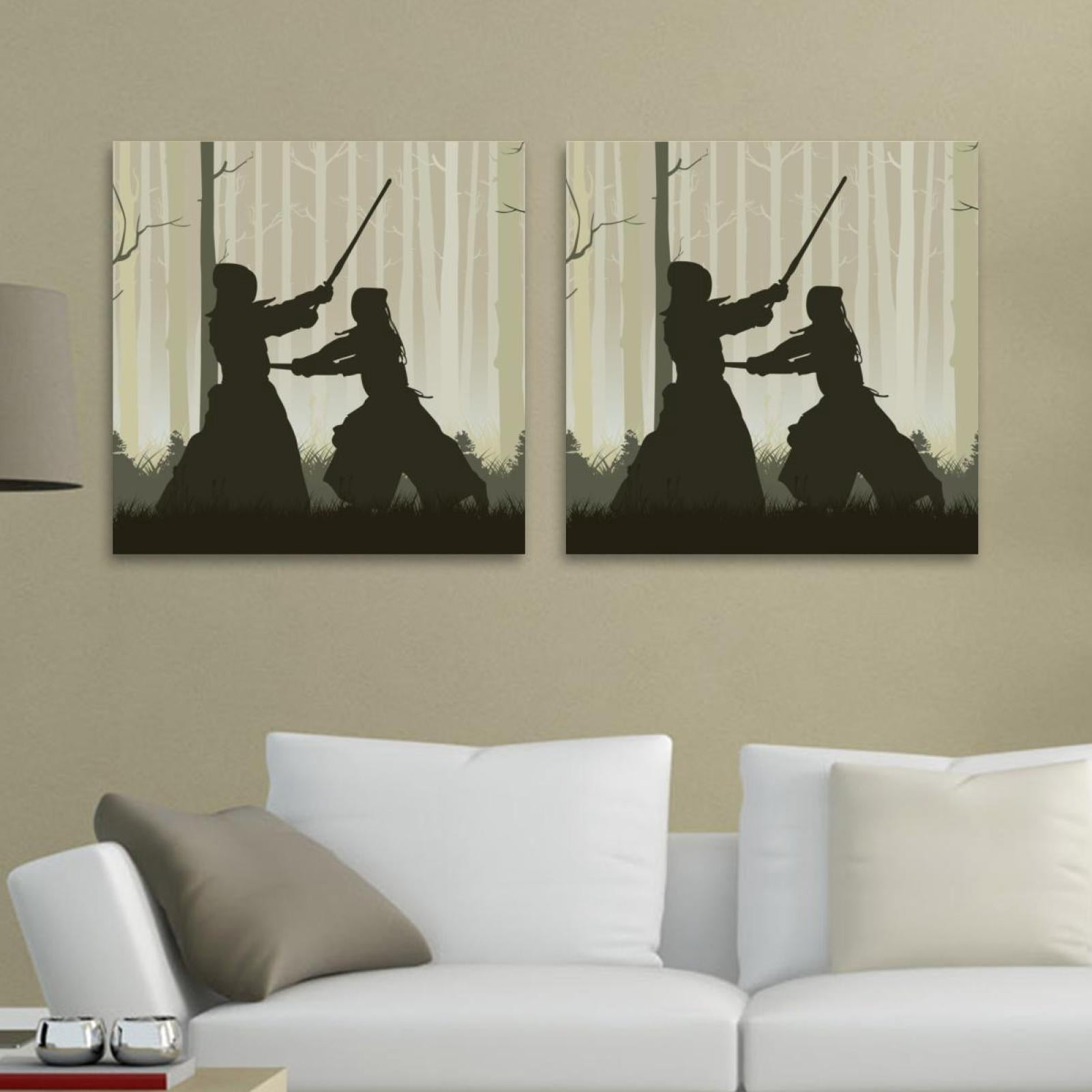 OWNSERIES Japanese Kendo Fight Forest Pattern 2PC Canvas Wall Art ...