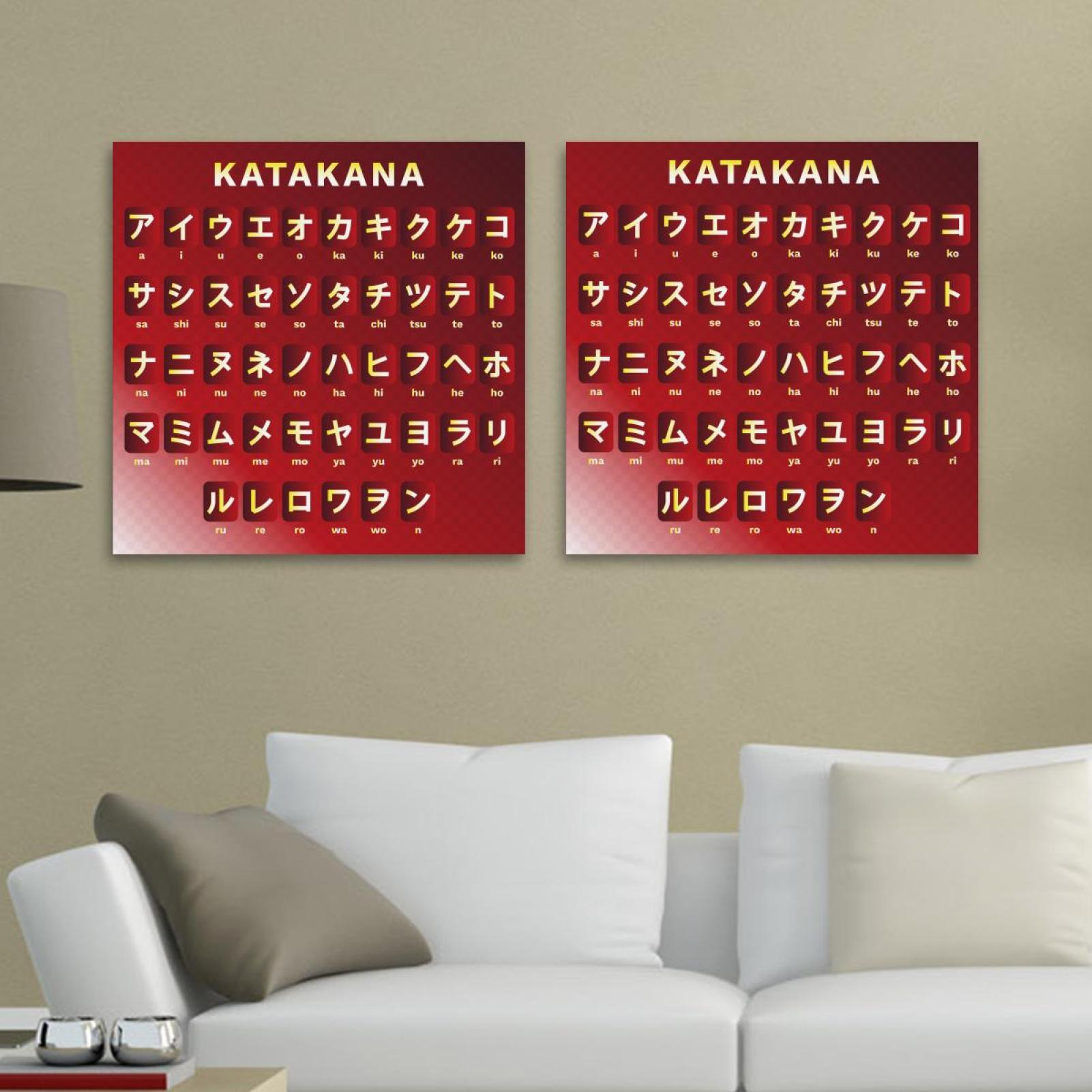 OWNSERIES Japanese Language Katakana Alphabet Set Pattern 2PC Canvas ...