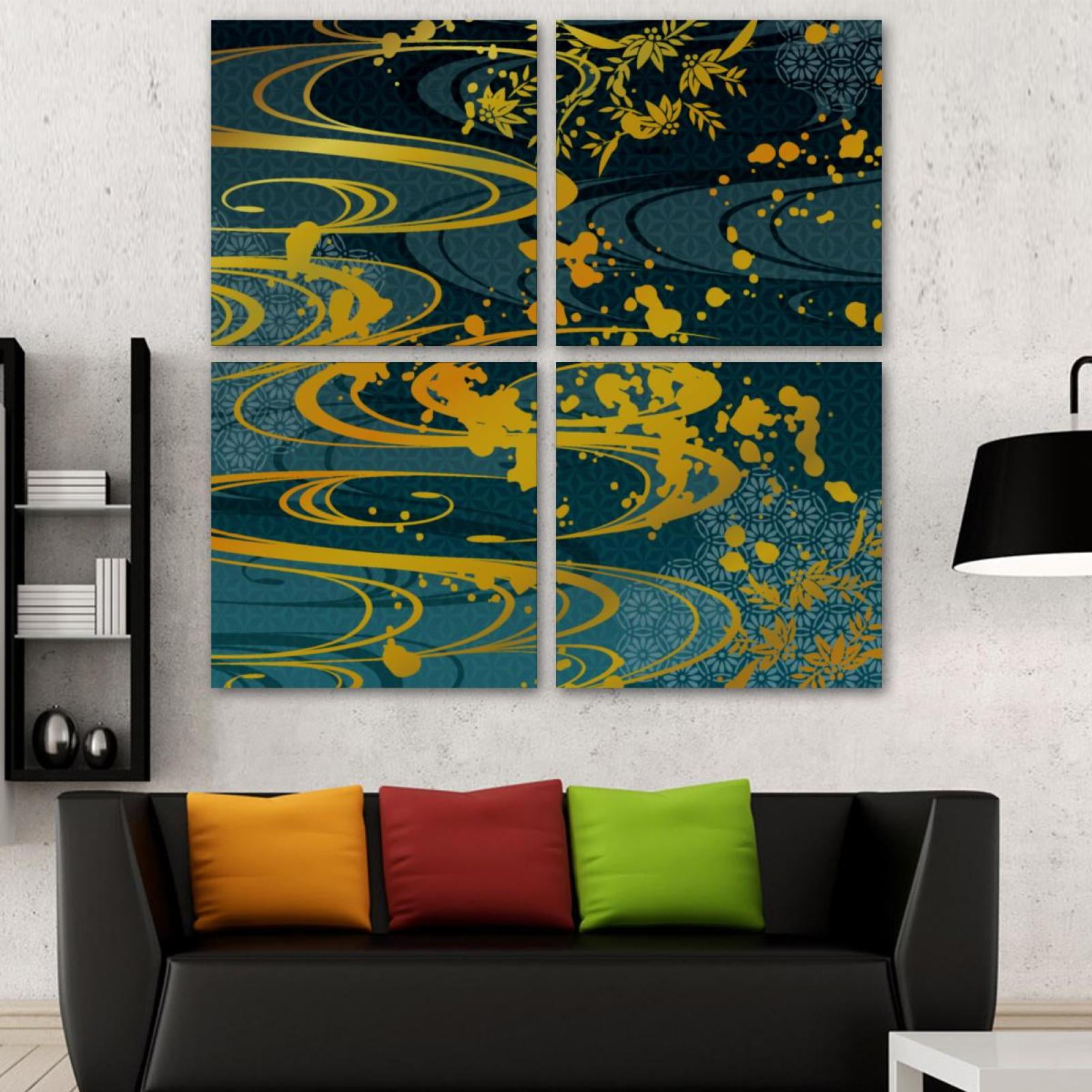 OWNSERIES Japanese Pattern Pattern 4PC Frameless Canvas Wall Art ...