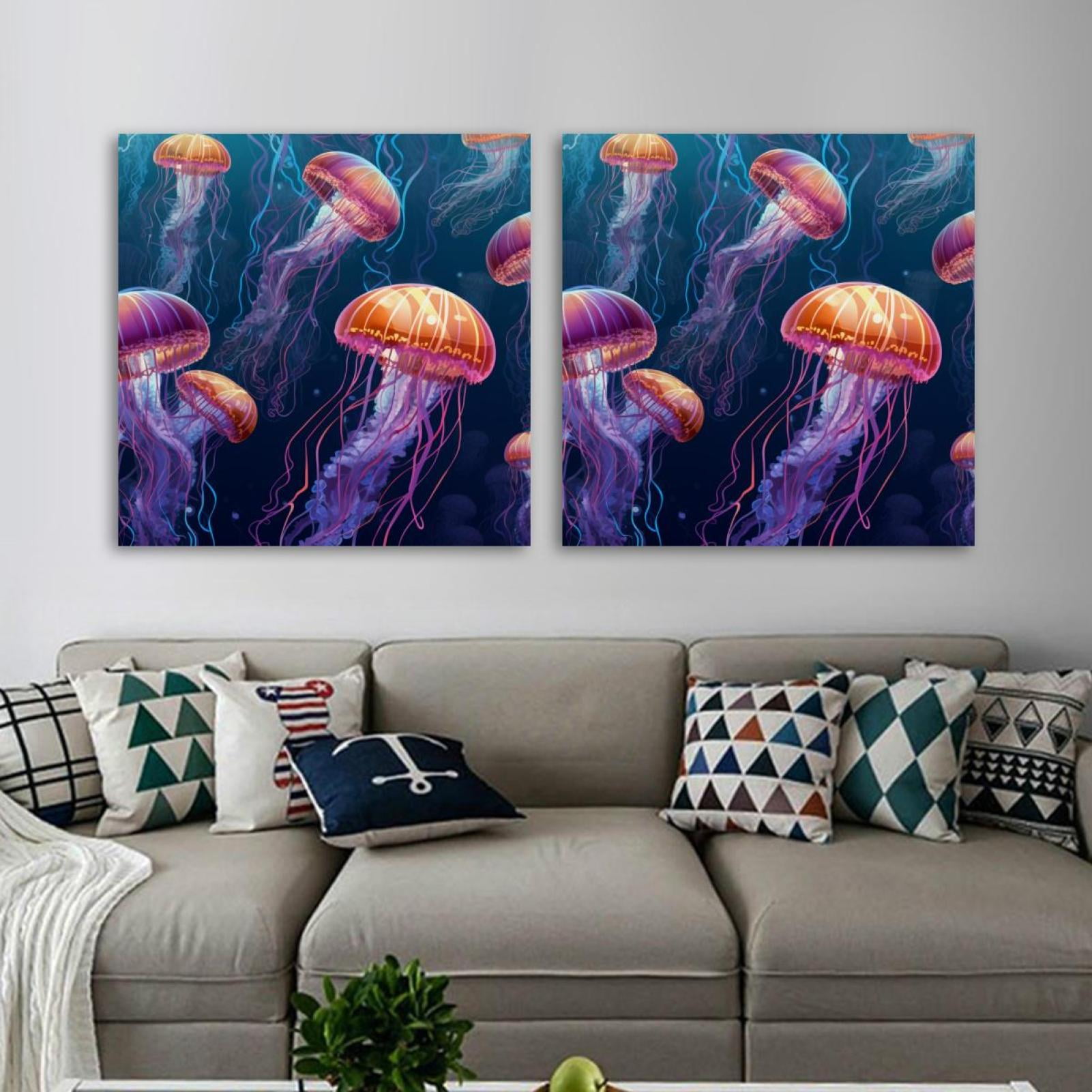 OWNSERIES Jellyfish Pattern 2PC Canvas Wall Art Paintings for Living ...