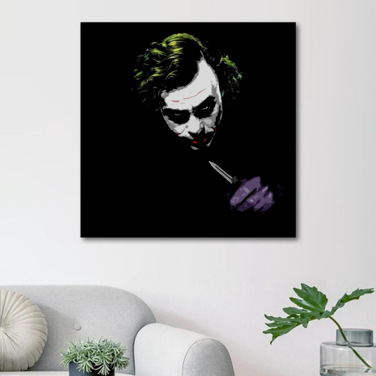 OWNSERIES Joker Black Pattern Canvas Wall Art Paintings for Living Room ...