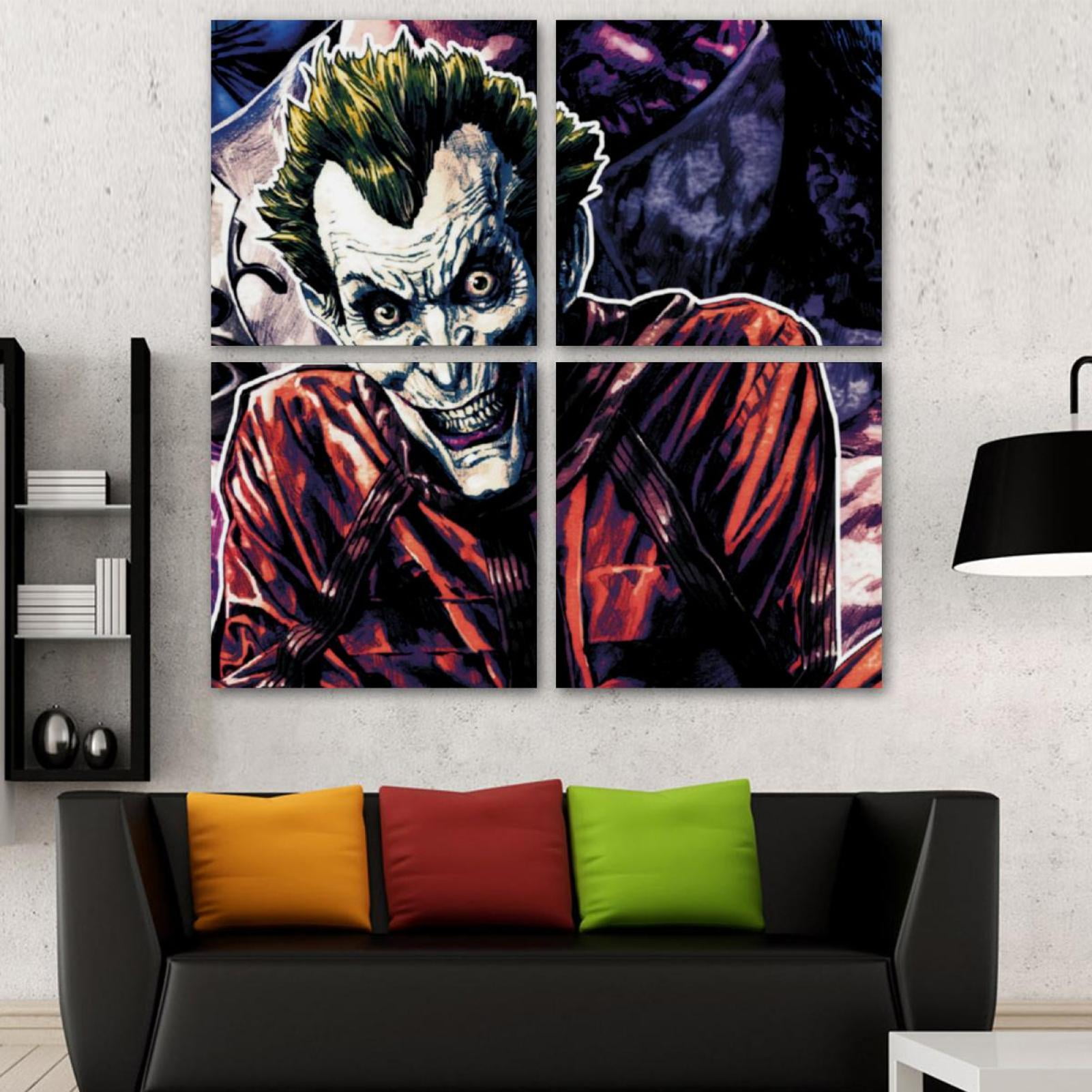 OWNSERIES Joker Horror Pattern 4PC Frameless Canvas Wall Art Paintings ...
