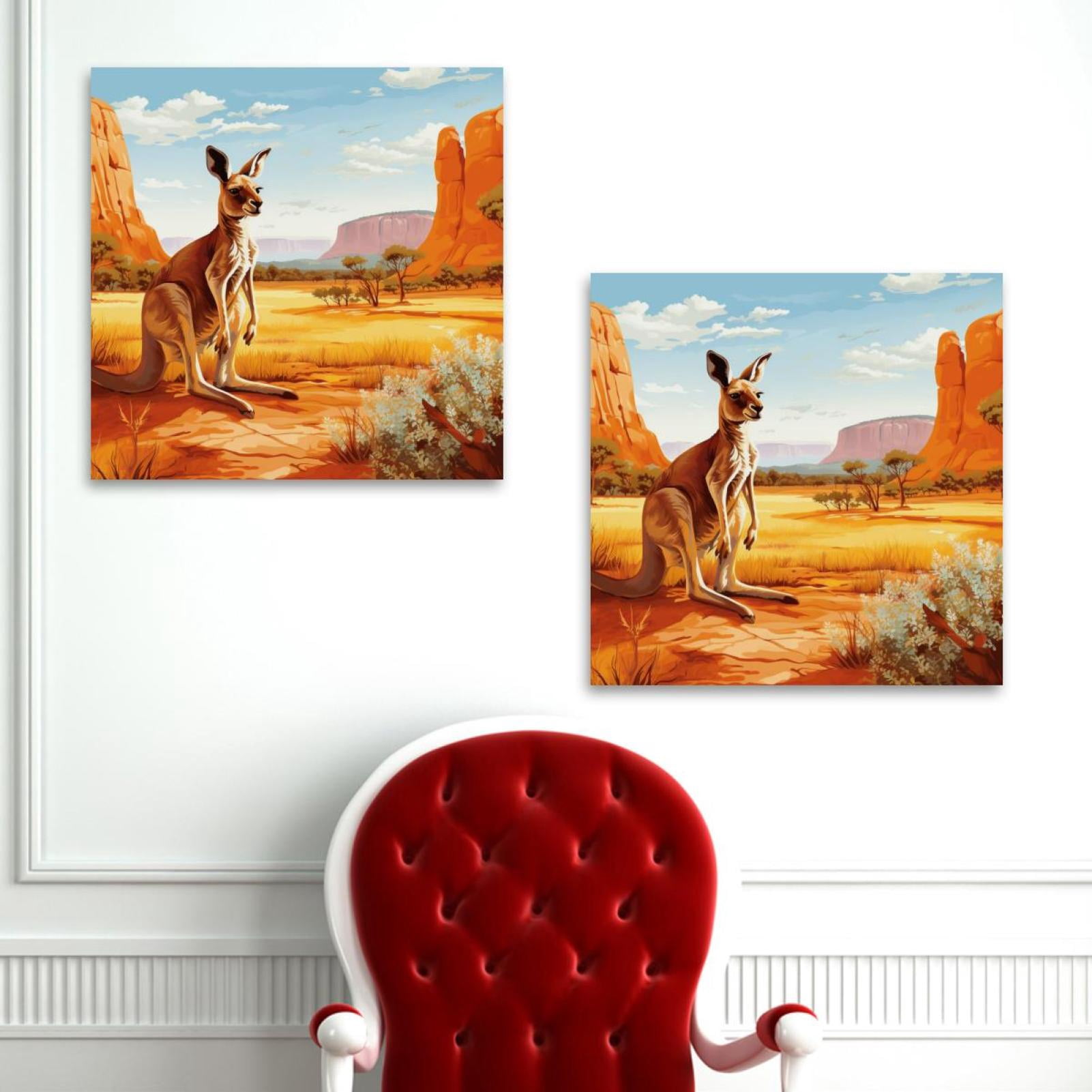 OWNSERIES Kangaroo Pattern 2PC Canvas Wall Art Paintings for Living ...