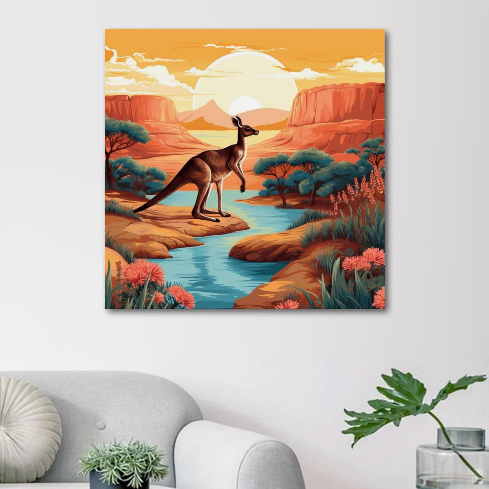 OWNSERIES Kangaroo Pattern Canvas Wall Art Paintings for Living Room ...