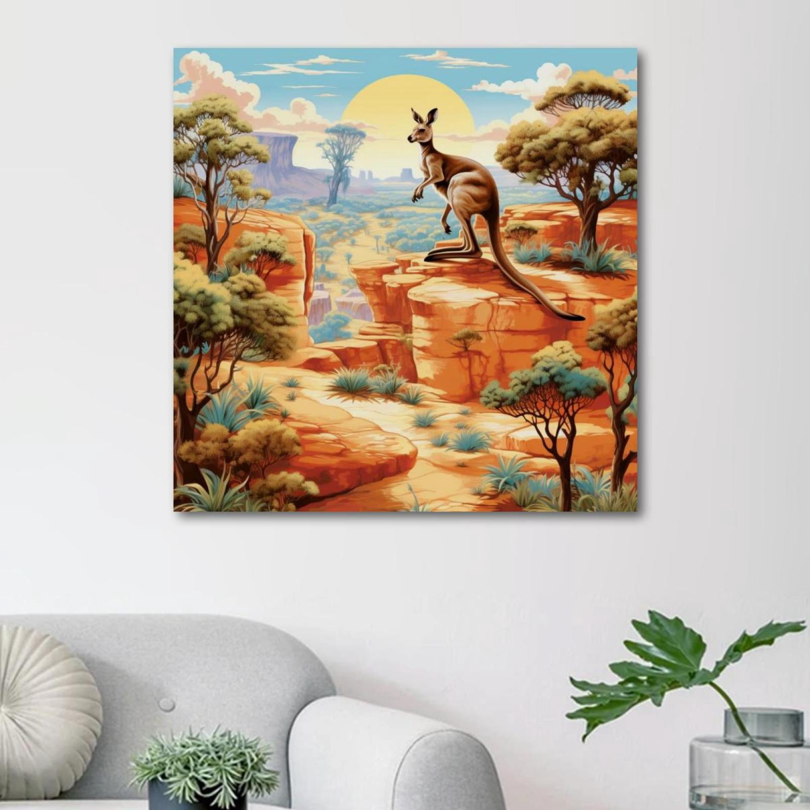 OWNSERIES Kangaroo Pattern Canvas Wall Art Paintings for Living Room ...