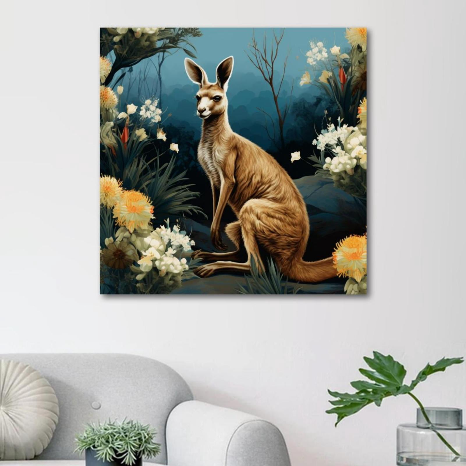 OWNSERIES Kangaroo Pattern Canvas Wall Art Paintings for Living Room ...