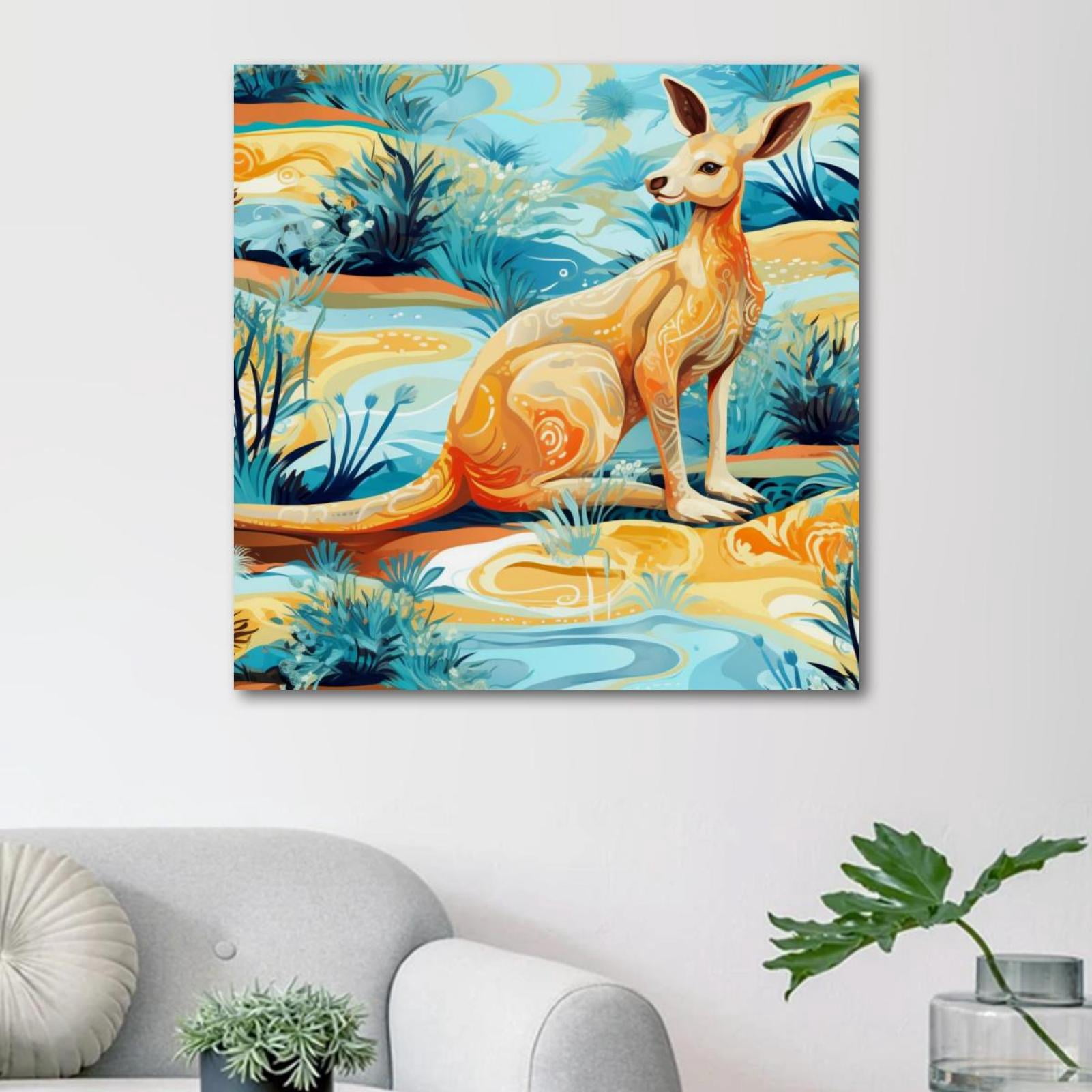 OWNSERIES Kangaroo Pattern Canvas Wall Art Paintings for Living Room ...