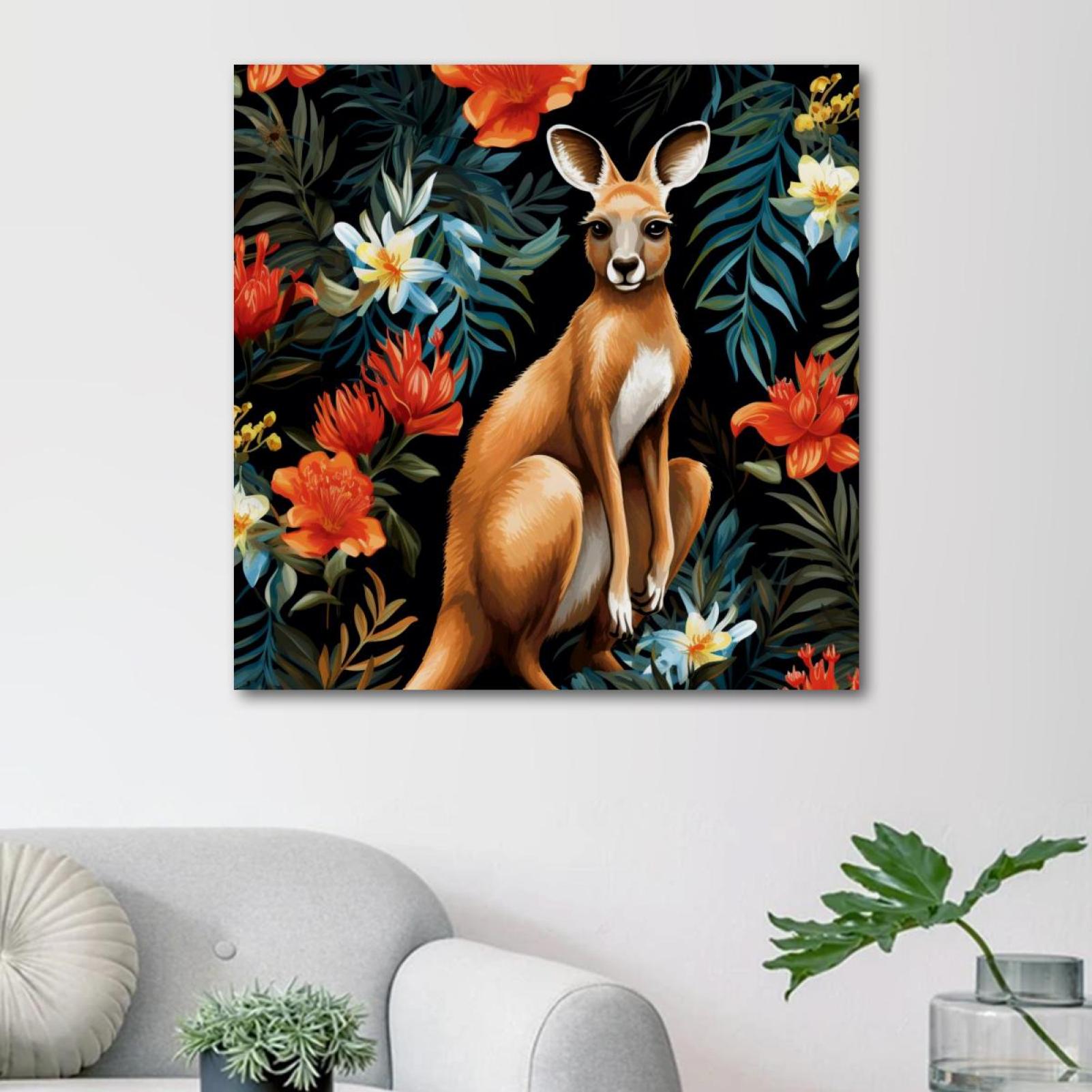 OWNSERIES Kangaroo Pattern Canvas Wall Art Paintings for Living Room ...