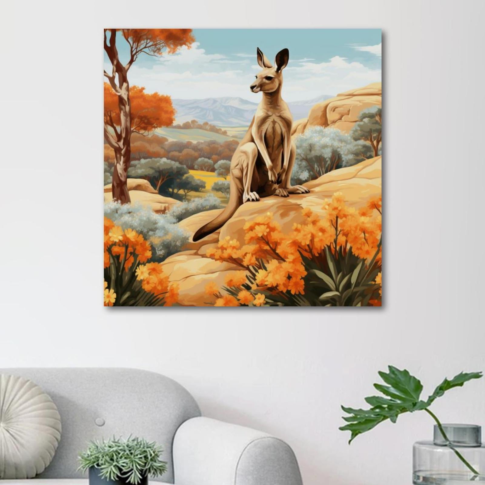 OWNSERIES Kangaroo Pattern Canvas Wall Art Paintings for Living Room ...