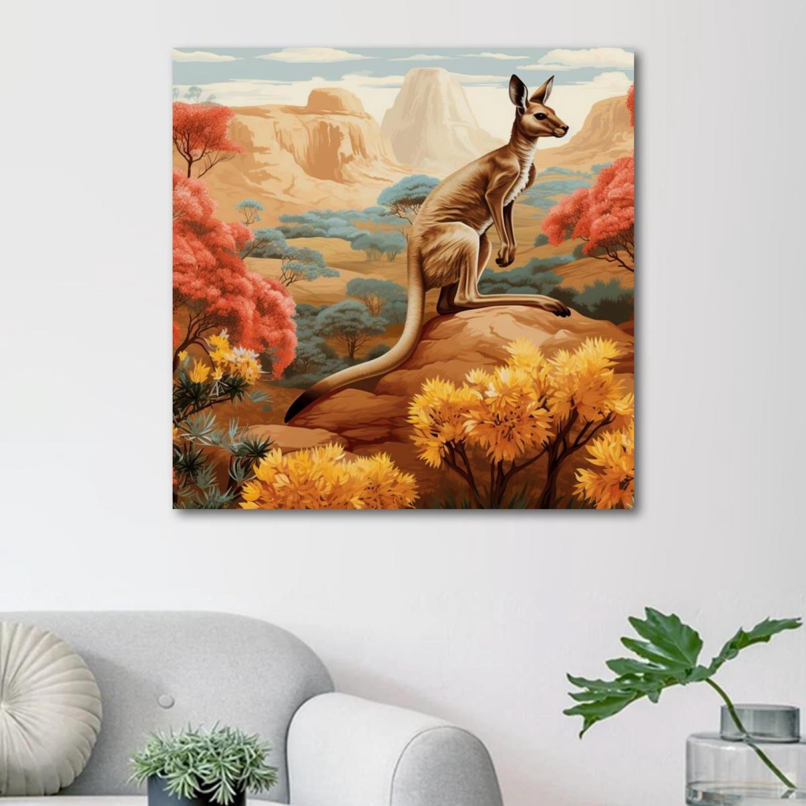 OWNSERIES Kangaroo Pattern Canvas Wall Art Paintings for Living Room ...