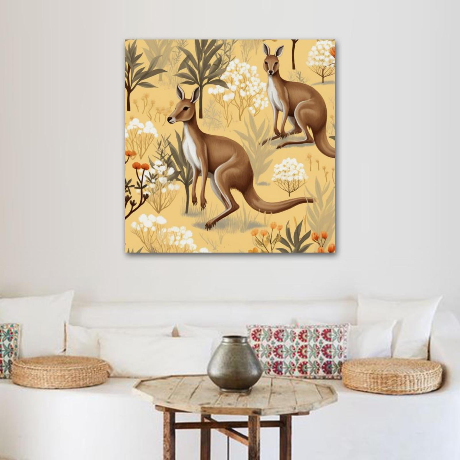 OWNSERIES Kangaroo Pattern Pattern Canvas Wall Art Paintings for Living ...