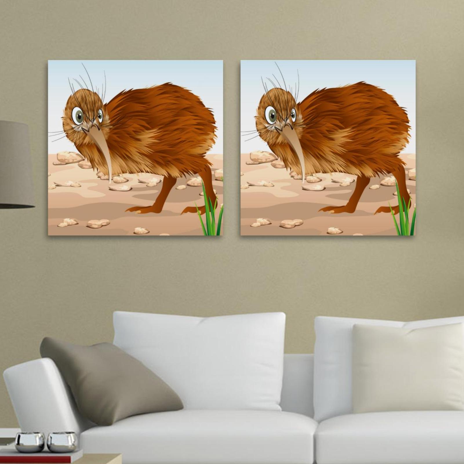 OWNSERIES Kiwi Bird Pattern 2PC Canvas Wall Art Paintings for Living ...