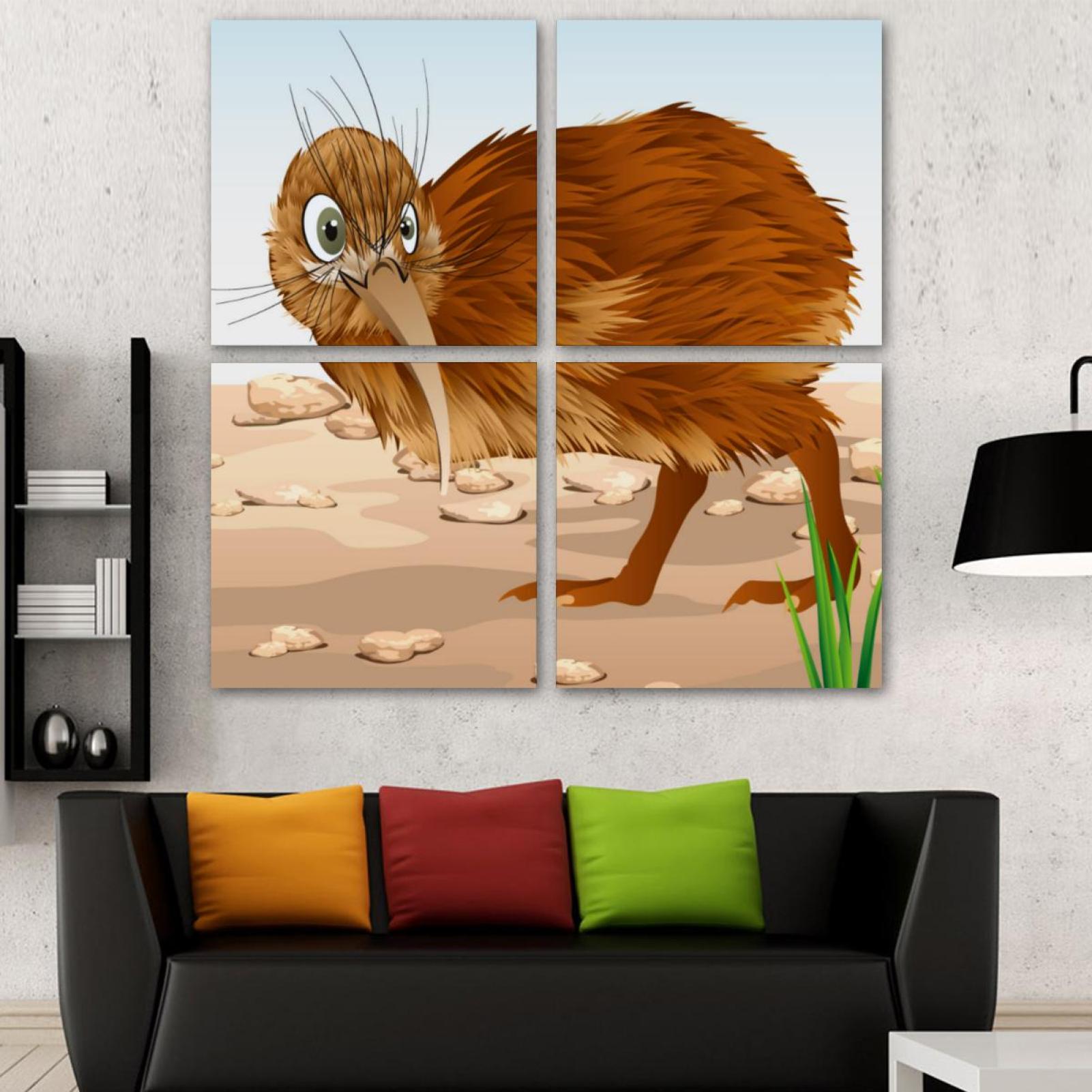 OWNSERIES Kiwi Bird Pattern 4PC Frameless Canvas Wall Art Paintings for ...