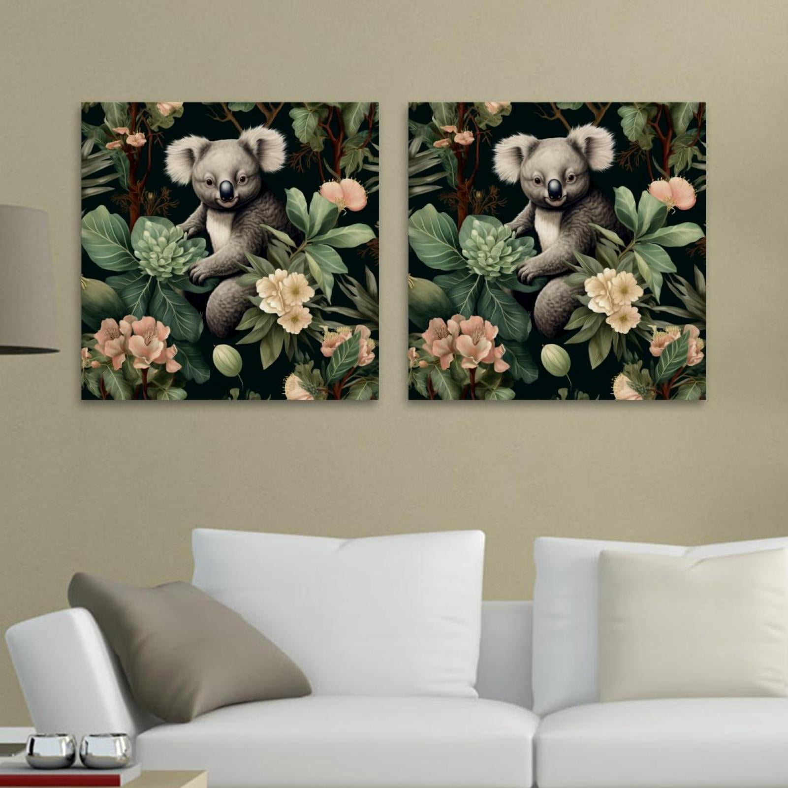 OWNSERIES Koala Pattern 2PC Canvas Wall Art Paintings for Living Room ...