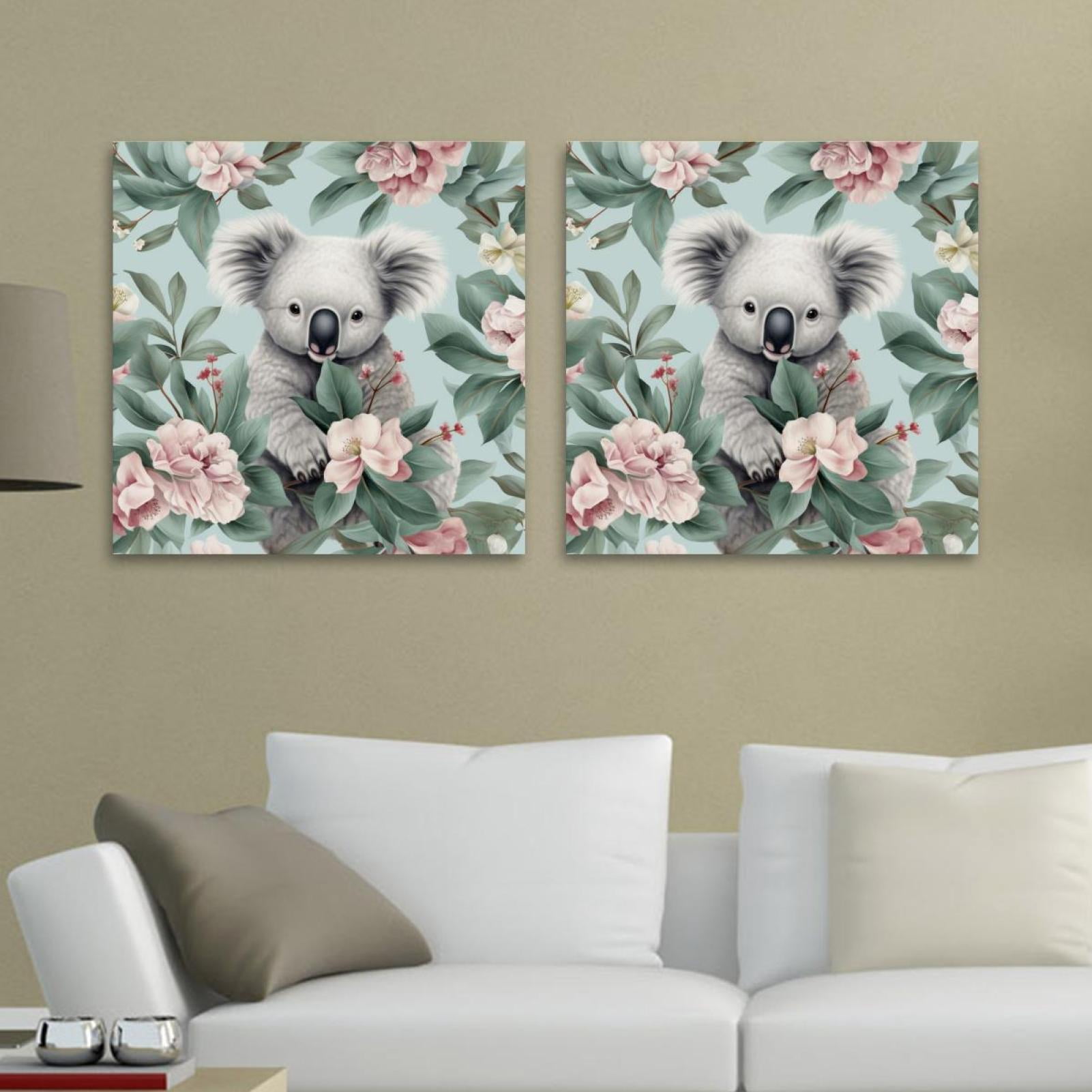 OWNSERIES Koala Pattern 2PC Canvas Wall Art Paintings for Living Room ...