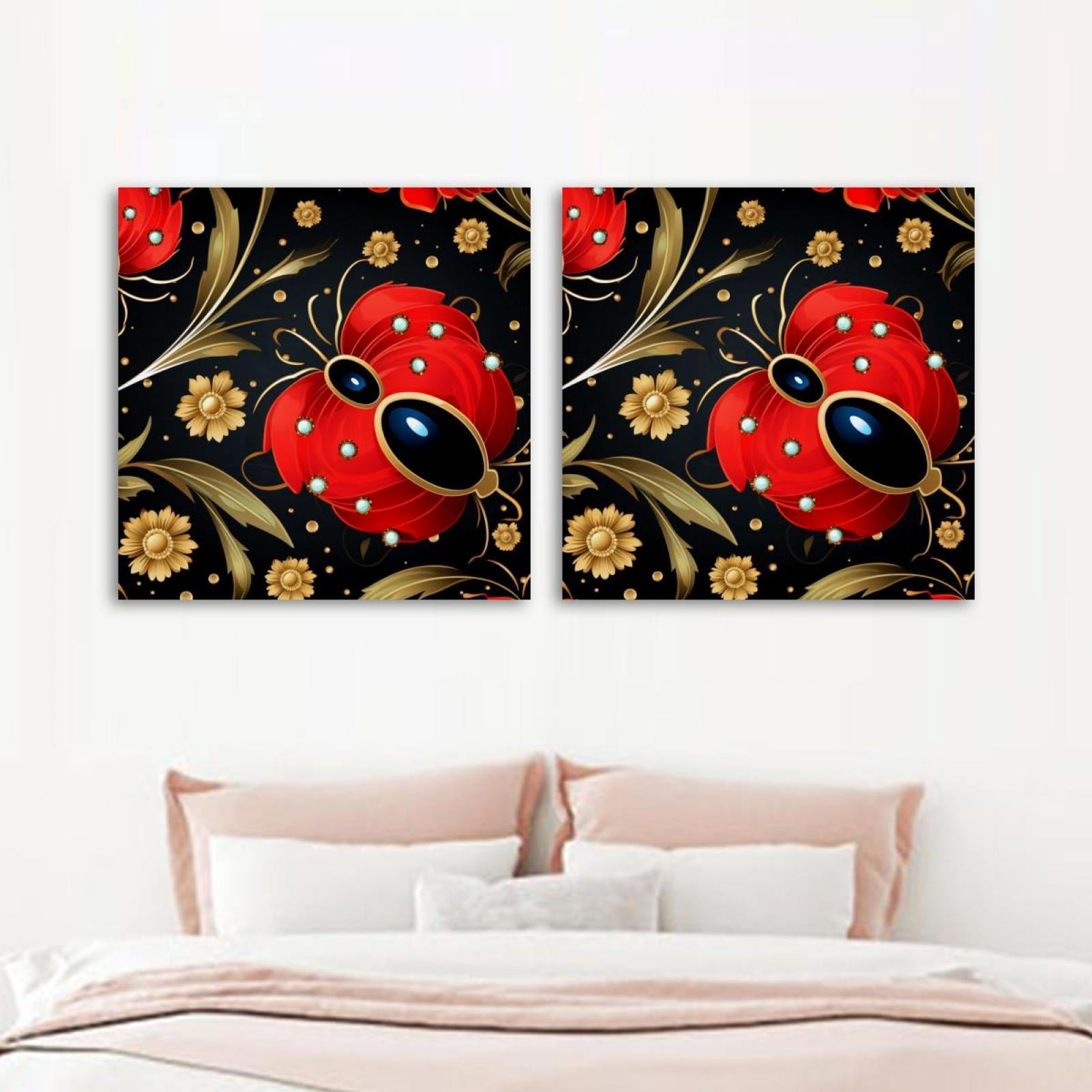 OWNSERIES Ladybug Pattern 2PC Canvas Wall Art Paintings for Living Room ...