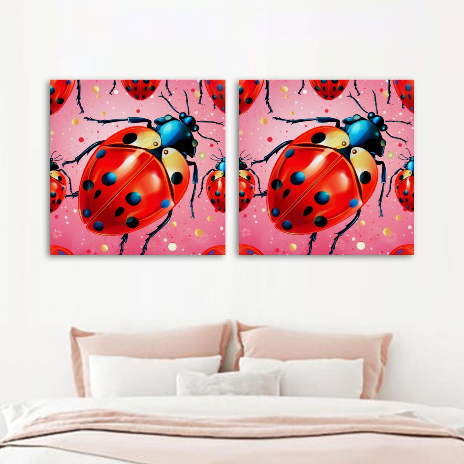 OWNSERIES Ladybug Pattern 2PC Canvas Wall Art Paintings for Living Room ...