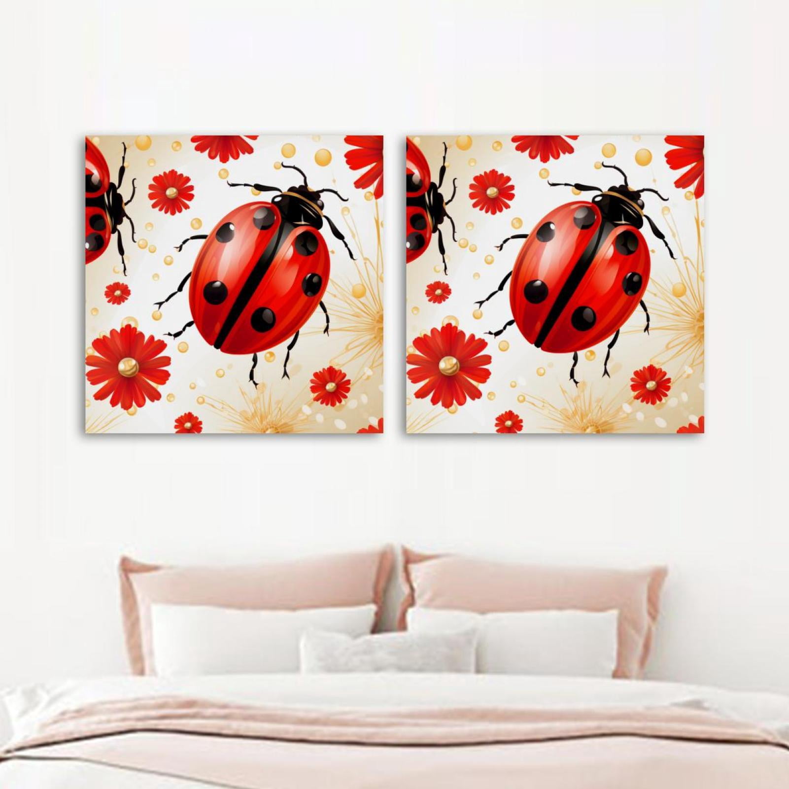 OWNSERIES Ladybug Pattern 2PC Canvas Wall Art Paintings for Living Room ...