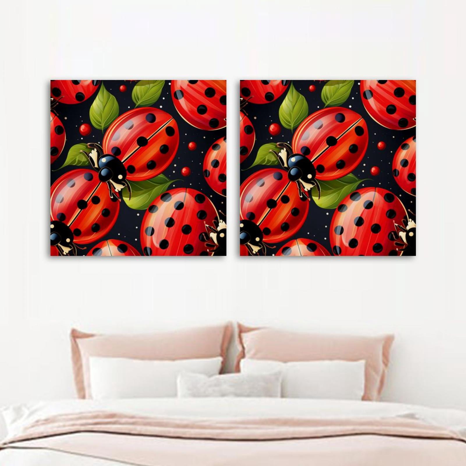 OWNSERIES Ladybug Pattern 2PC Canvas Wall Art Paintings for Living Room ...