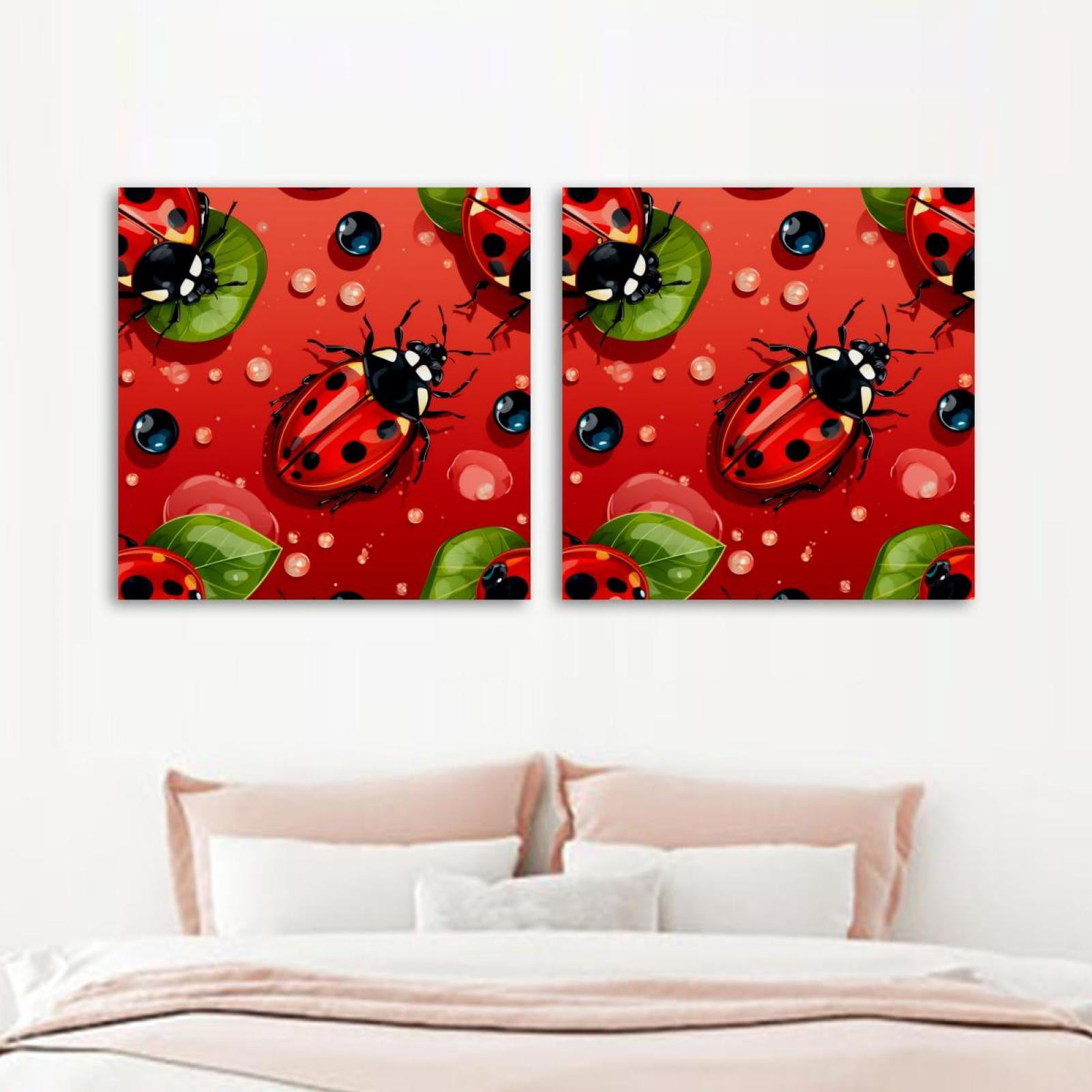 OWNSERIES Ladybug Pattern 2PC Canvas Wall Art Paintings for Living Room ...