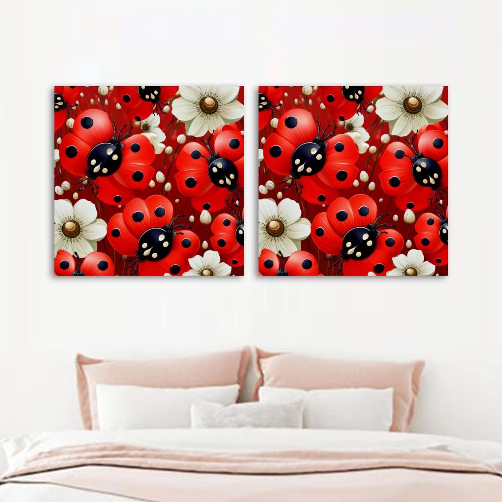 OWNSERIES Ladybug Pattern 2PC Canvas Wall Art Paintings for Living Room ...