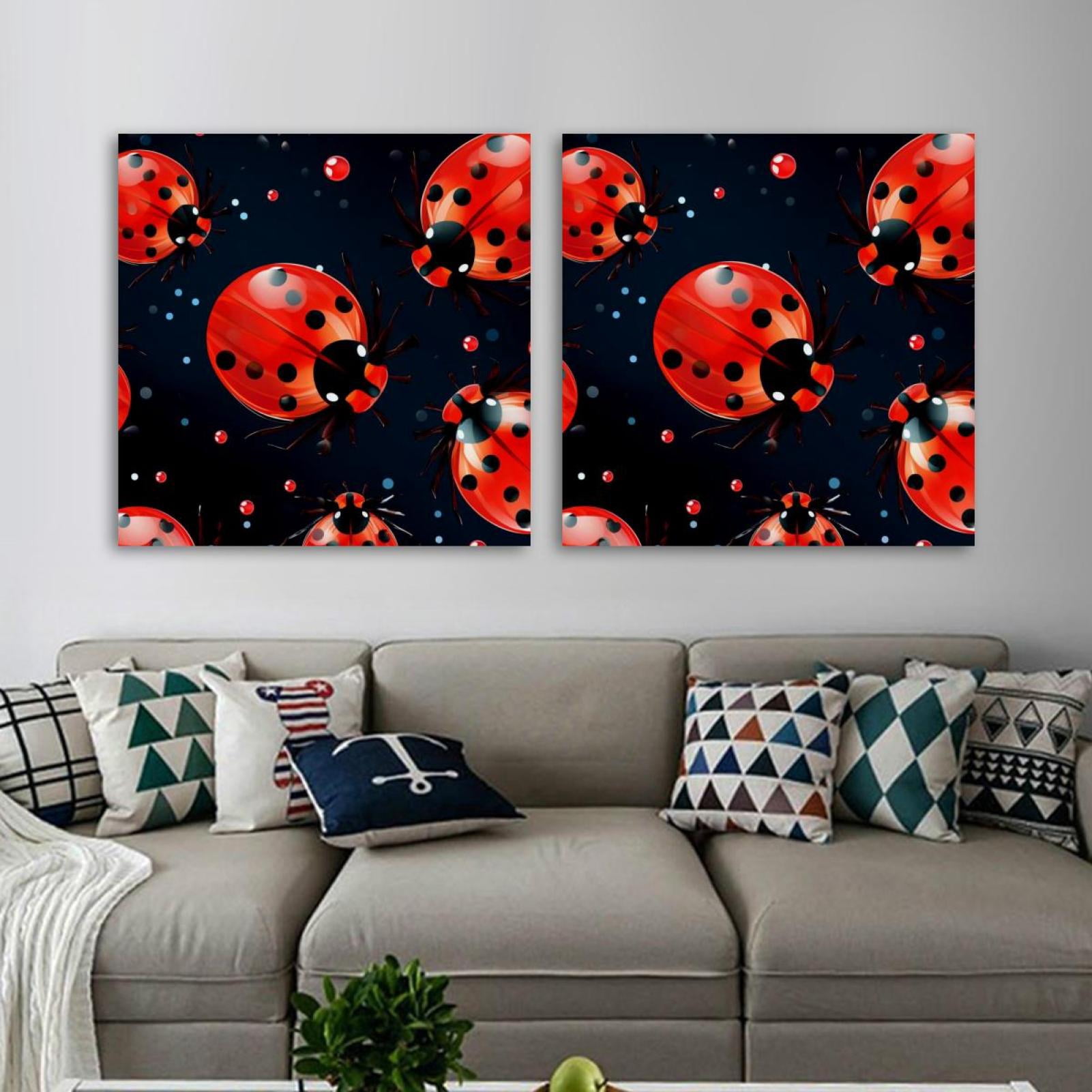 OWNSERIES Ladybug Pattern 2PC Canvas Wall Art Paintings for Living Room ...