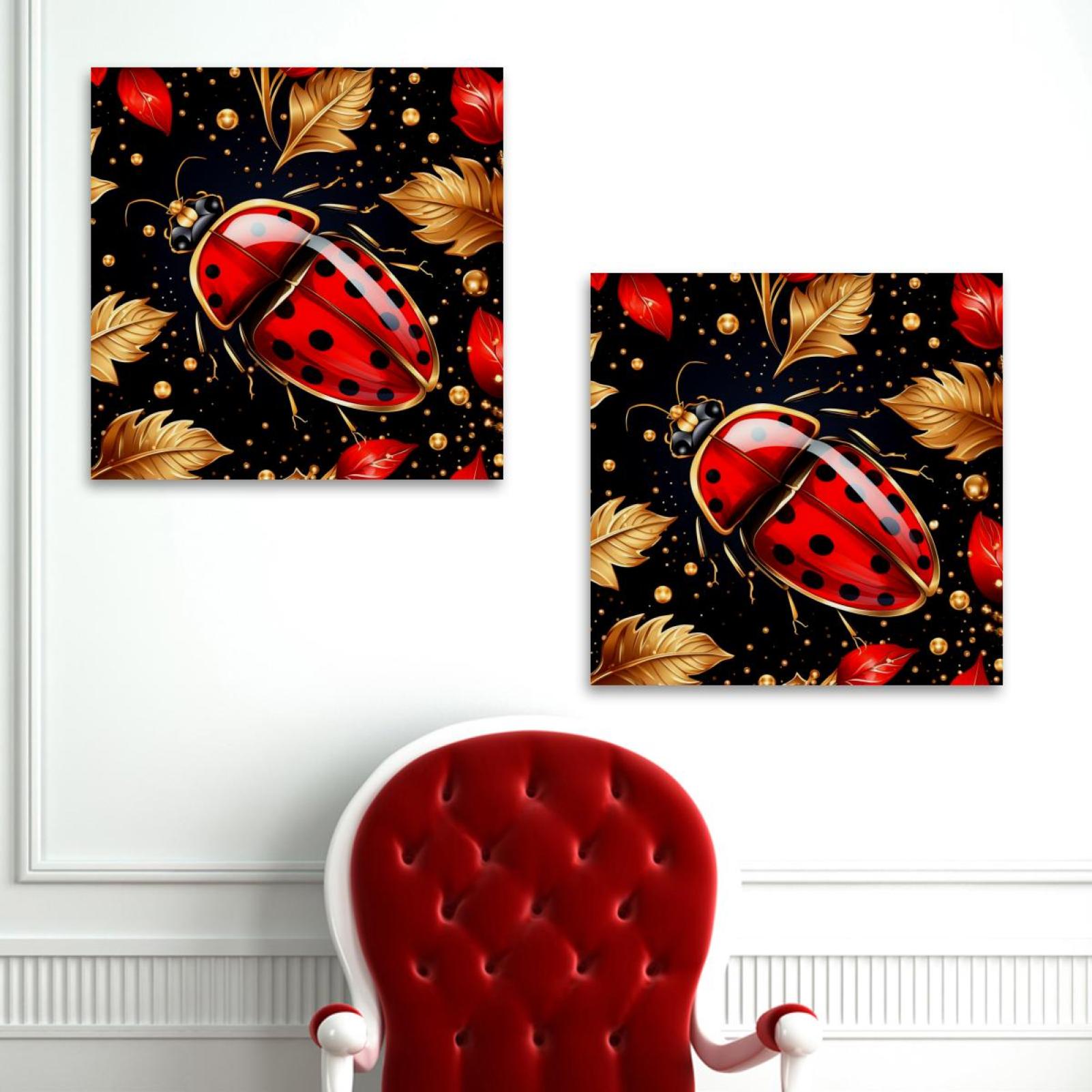 OWNSERIES Ladybug Pattern 2PC Canvas Wall Art Paintings for Living Room ...