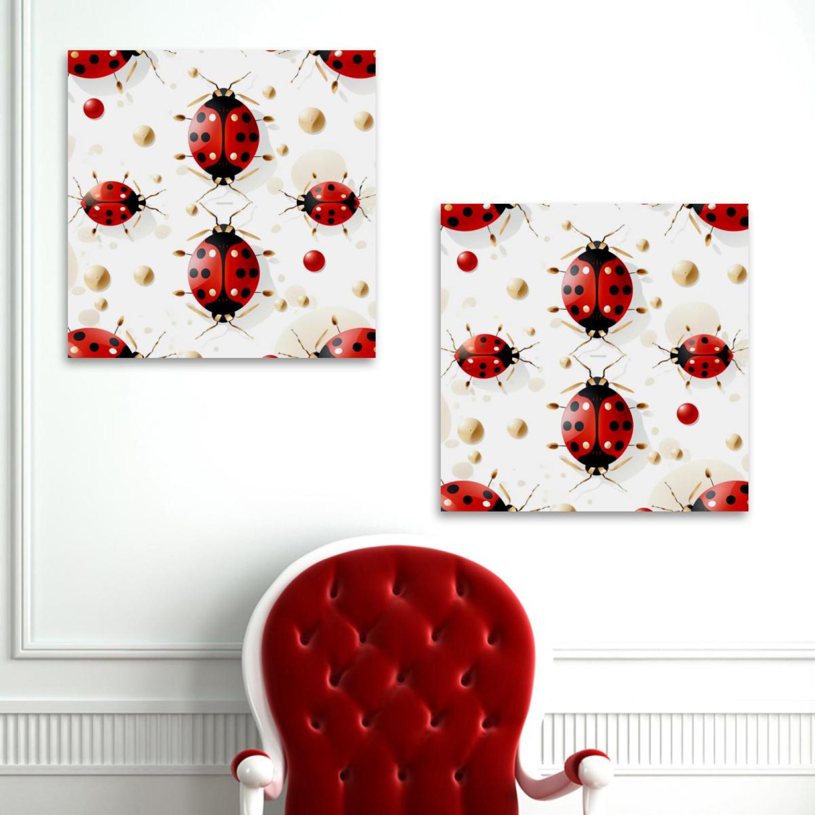 OWNSERIES Ladybug Pattern 2PC Canvas Wall Art Paintings for Living Room ...
