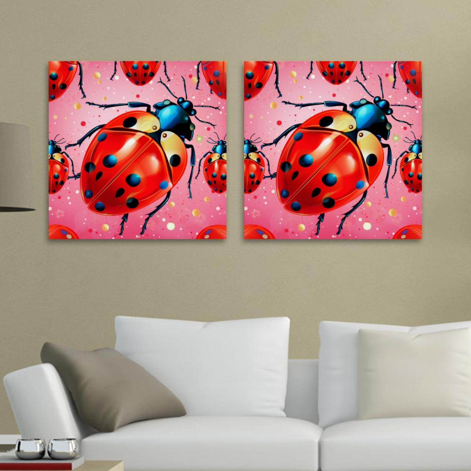 OWNSERIES Ladybug Pattern 2PC Canvas Wall Art Paintings for Living Room ...